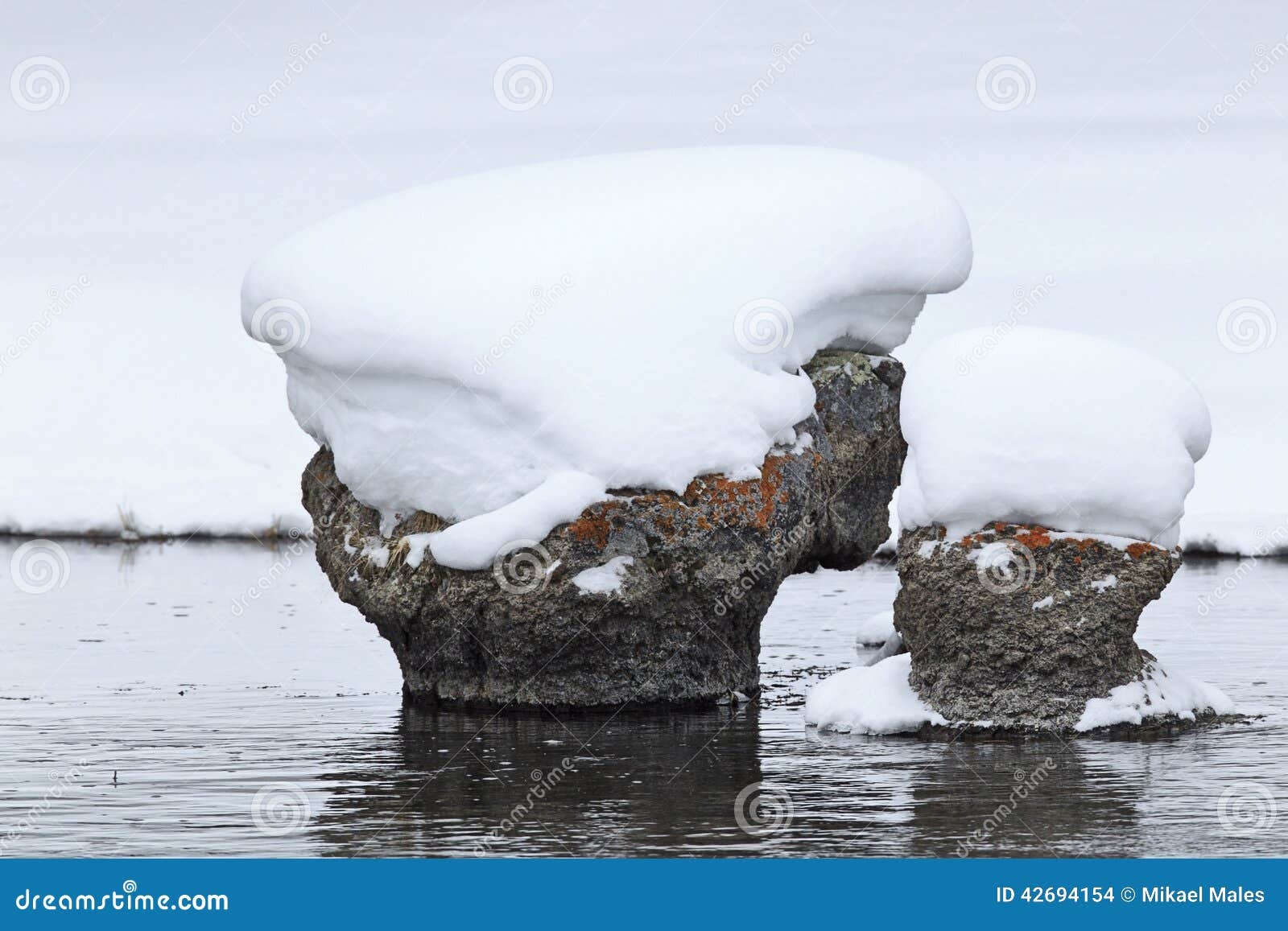 Snow Cap Rock on Yellowstone River Stock Photo - Image of landscape ...