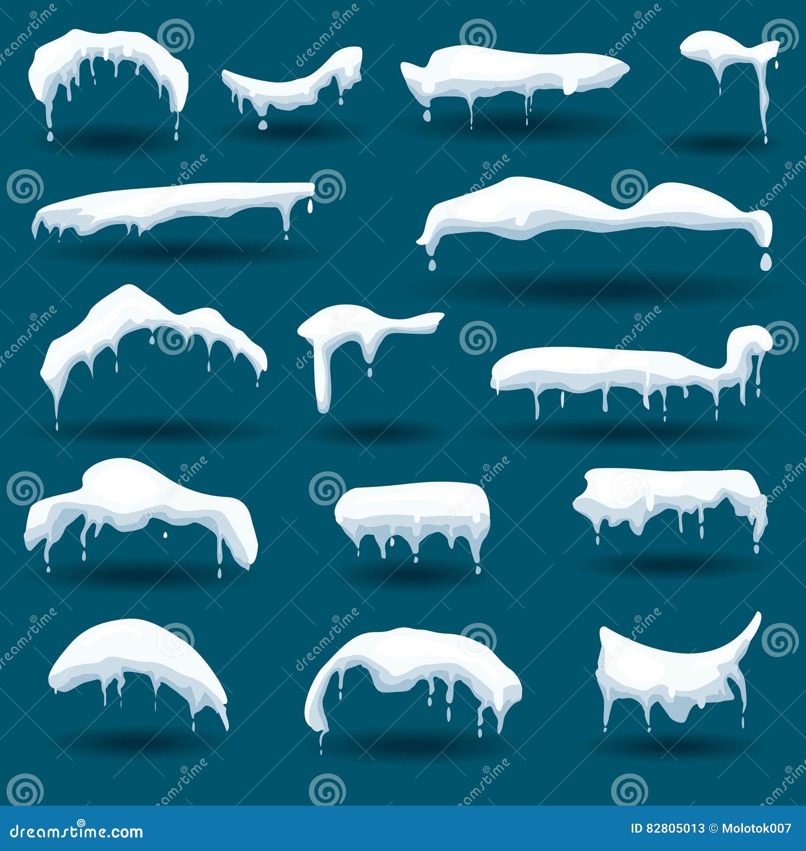 Snow Cap Set. Vector Illustration Stock Vector - Illustration of frost ...