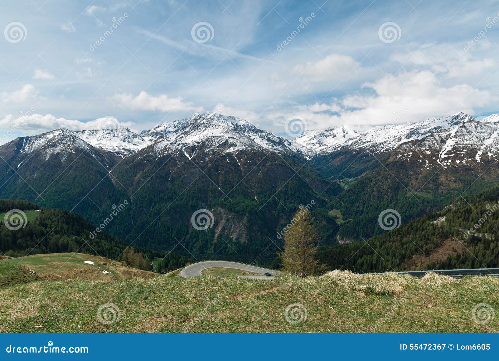 Snow-capped Alps stock image. Image of highway, panorama - 55472367