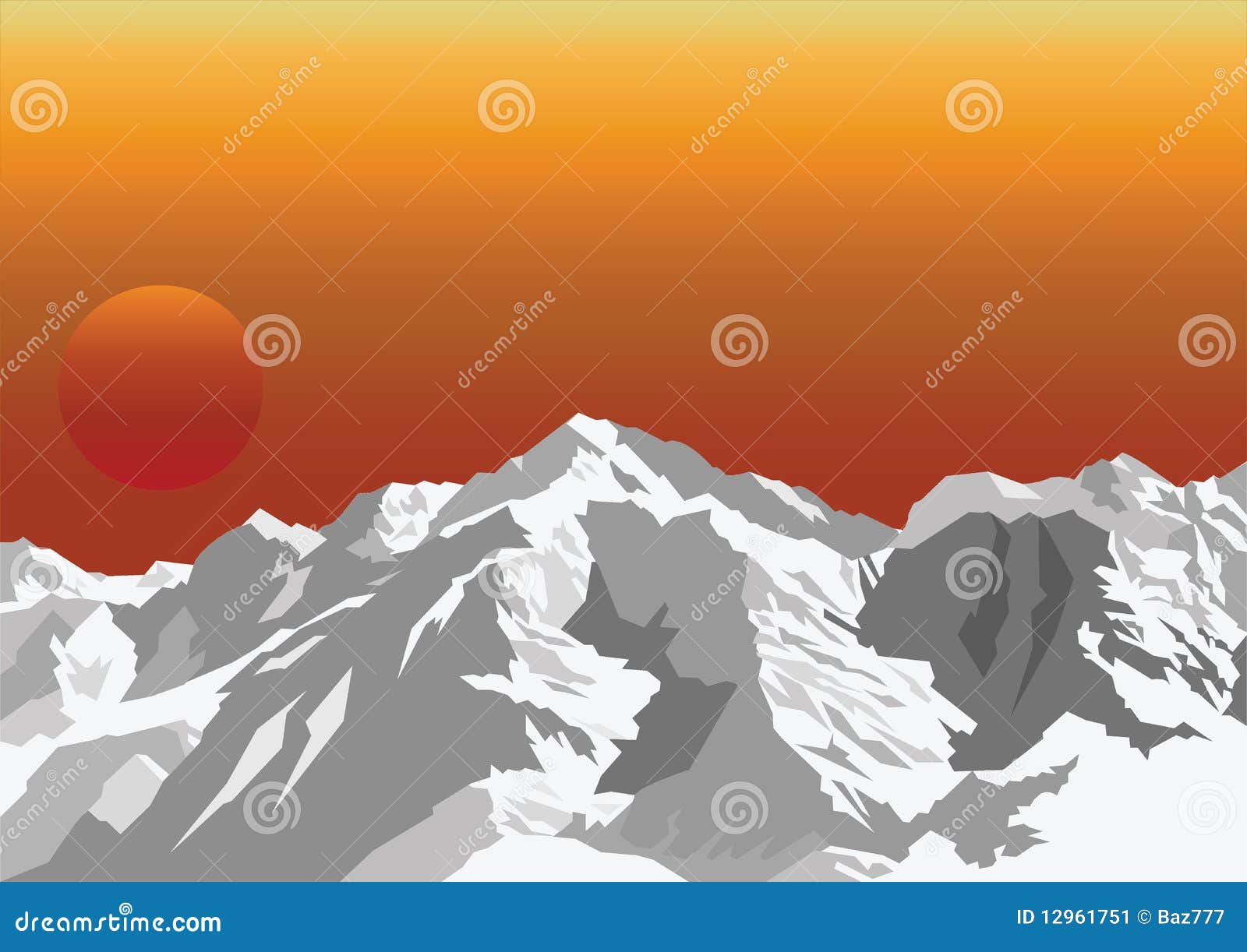 Snow capped mountain stock vector. Illustration of dusk - 12961751