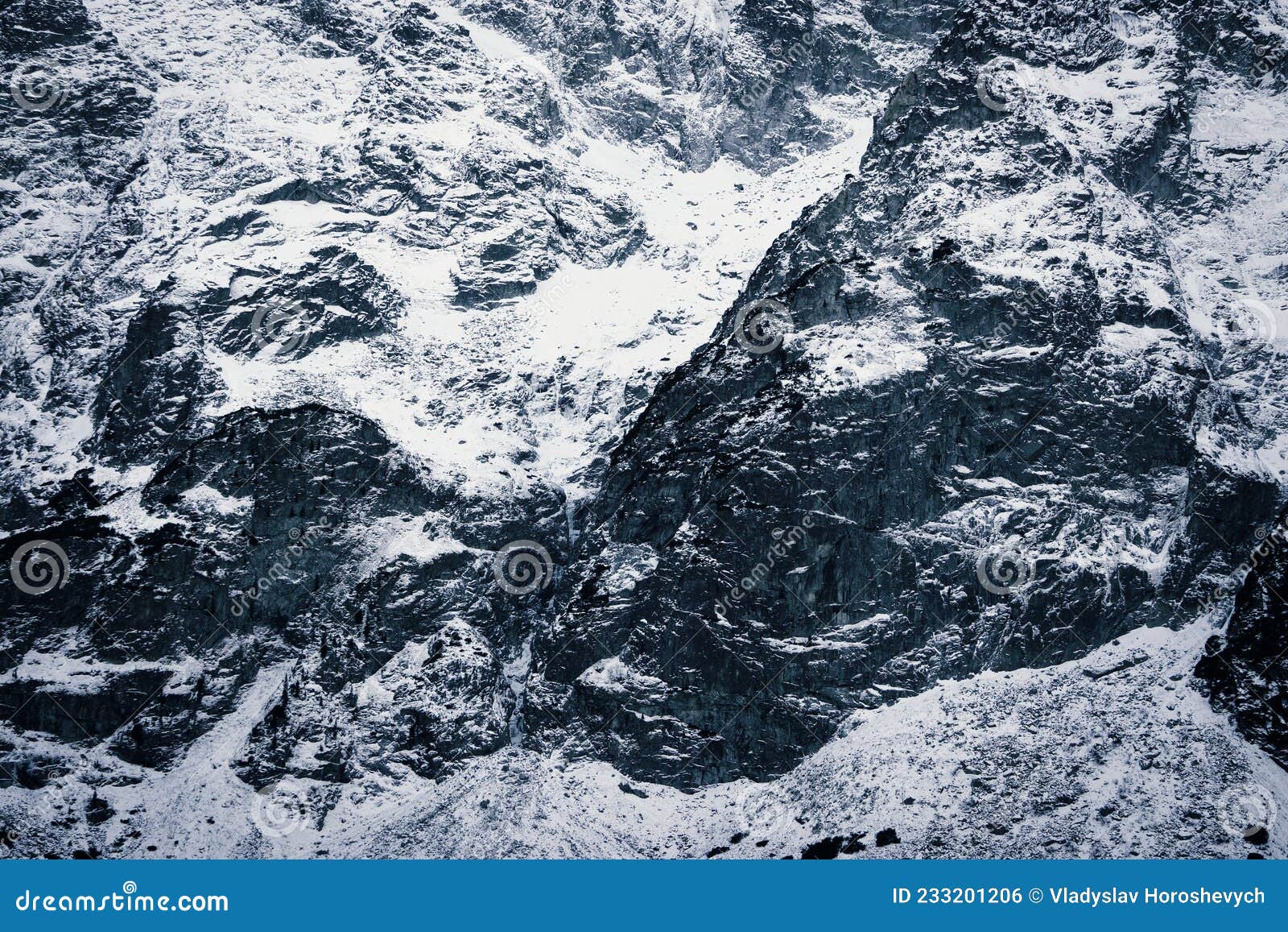 Snow-capped Mountain Close-up. the Texture of the Stones in the Snow ...