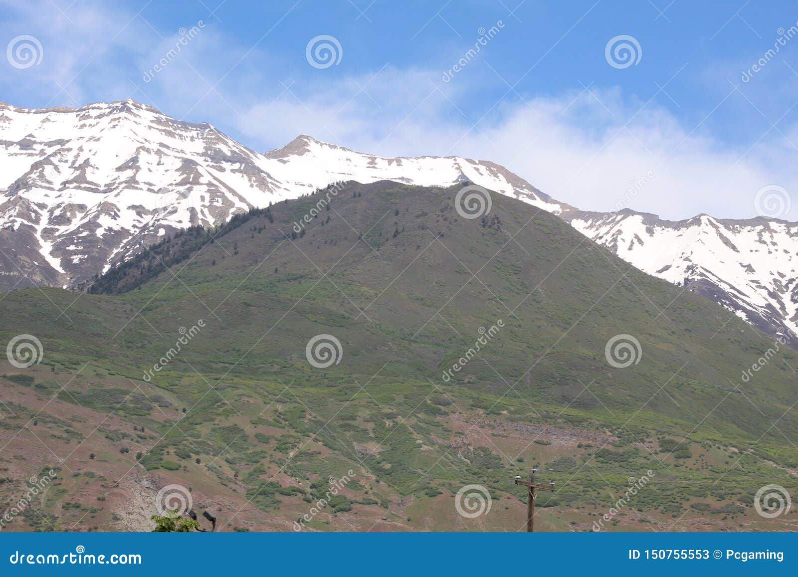 Snow Capped Mountain Green for Ground Stock Image - Image of mountain ...