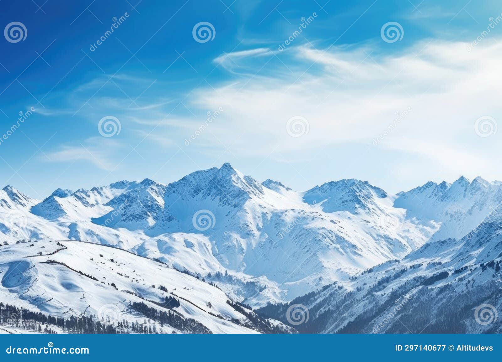 Snow-capped Mountain Range Backdrop of a Ski Resort Stock Image - Image ...