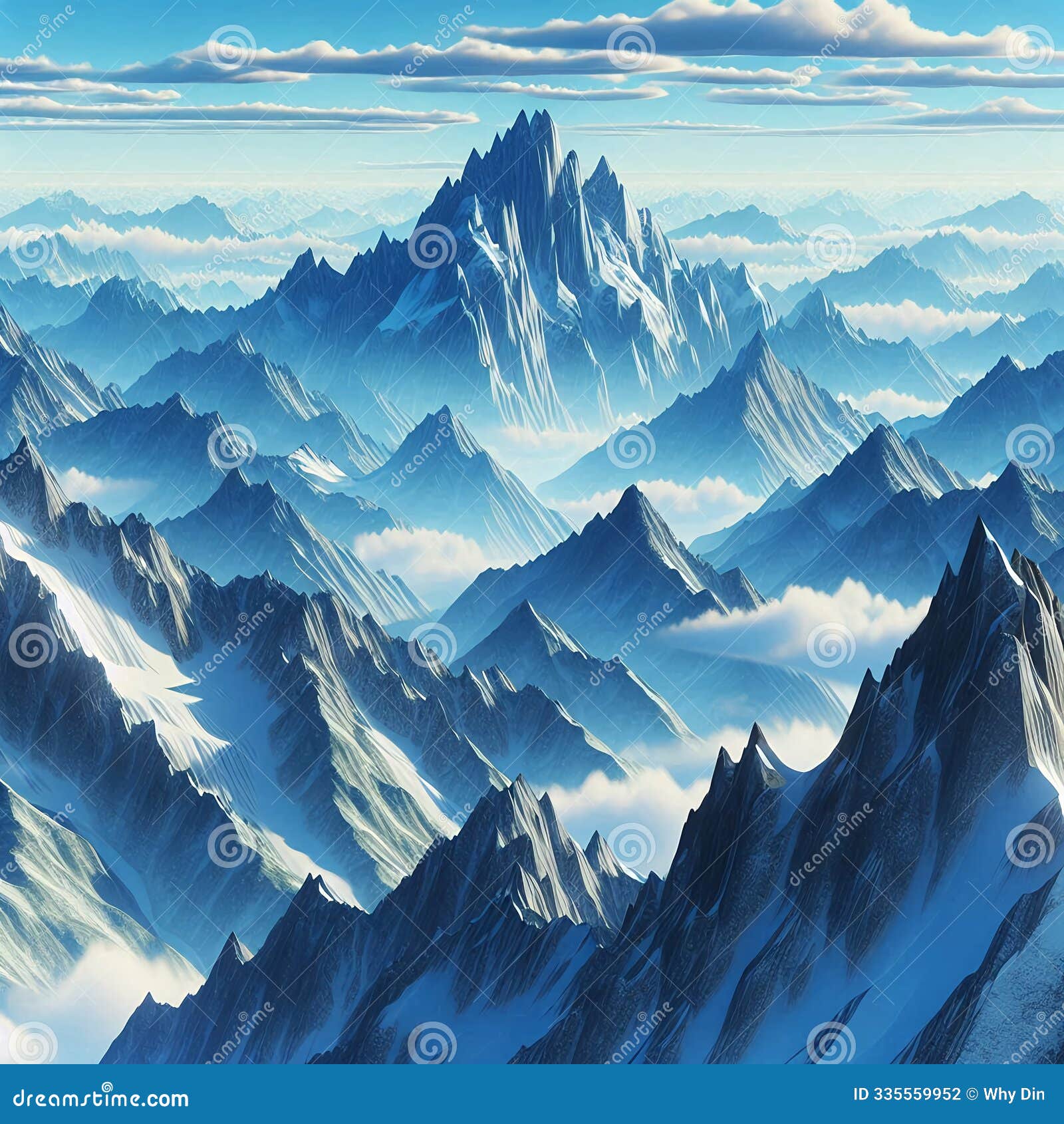 Snow-Capped Mountain Scenery with Towering Peaks and Layered Valleys ...