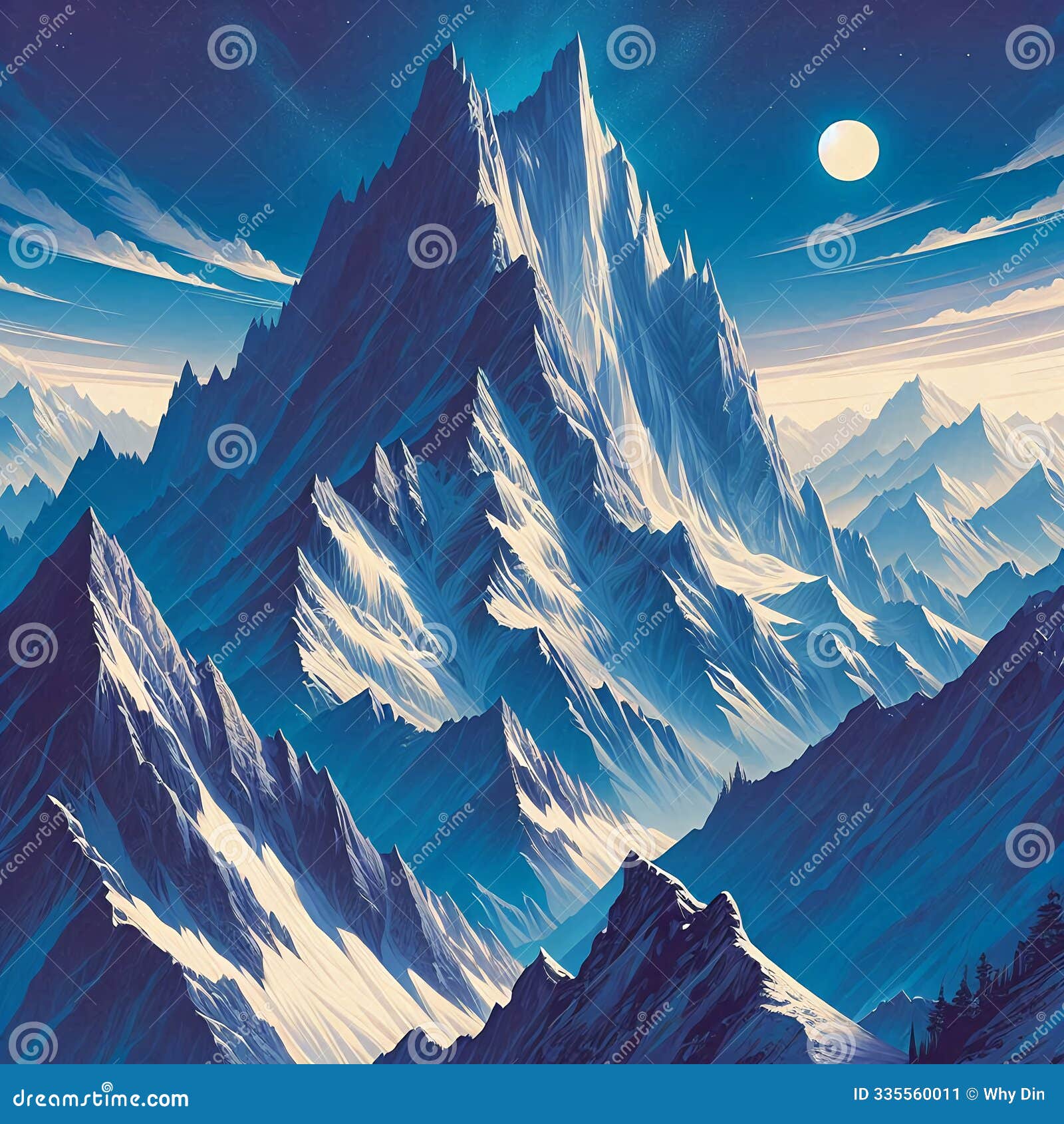 Snow-Capped Mountain Scenery with Towering Peaks and Layered Valleys ...