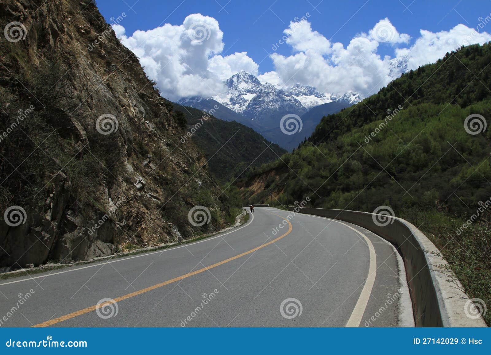 Snow-capped Mountains and Highway Stock Image - Image of clear, nature ...