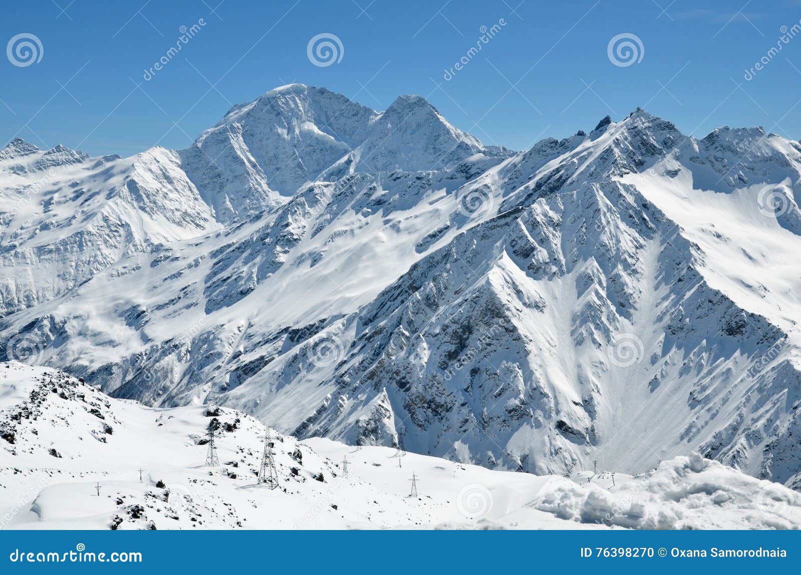 The Snow-capped Peaks of the Caucasus Mountain Range Stock Photo ...