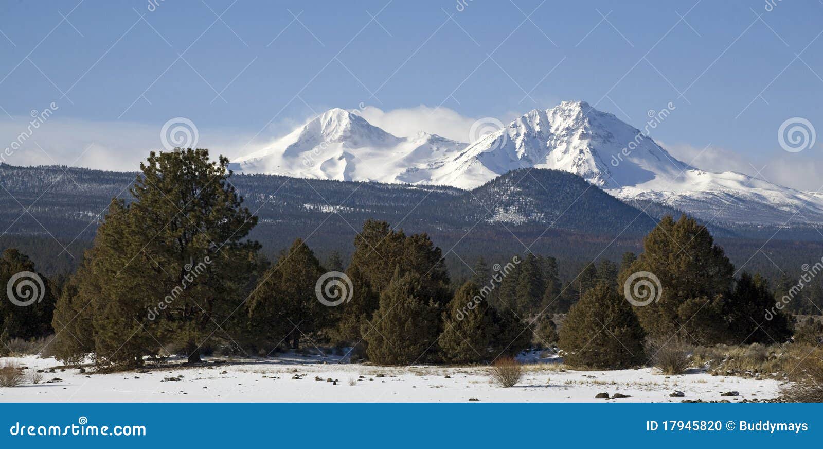 Snow Capped Peaks in Winter Stock Photo - Image of peaceful, capped ...