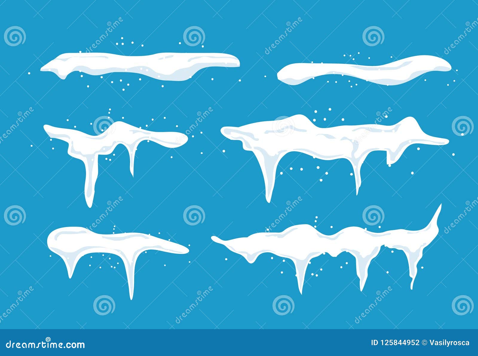 Snow Caps Decoration on Blue. Snowflakes Ice Cap Background Stock ...