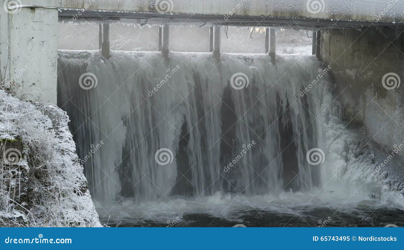 Snow Caps Formed on the River from the Dam Stock Video - Video of ...
