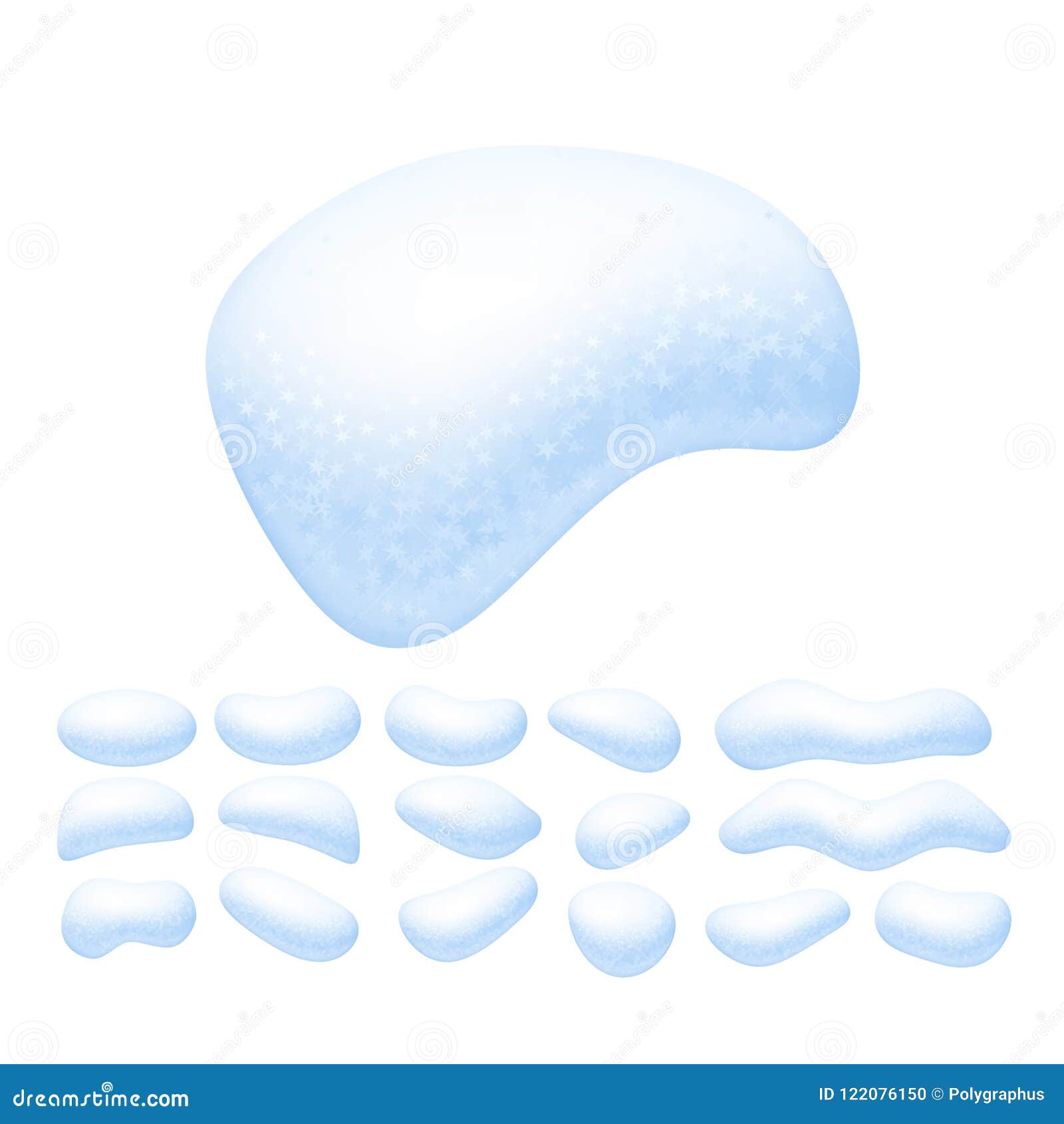 Snow Caps Vector Set Isolated on White Background Stock Vector ...