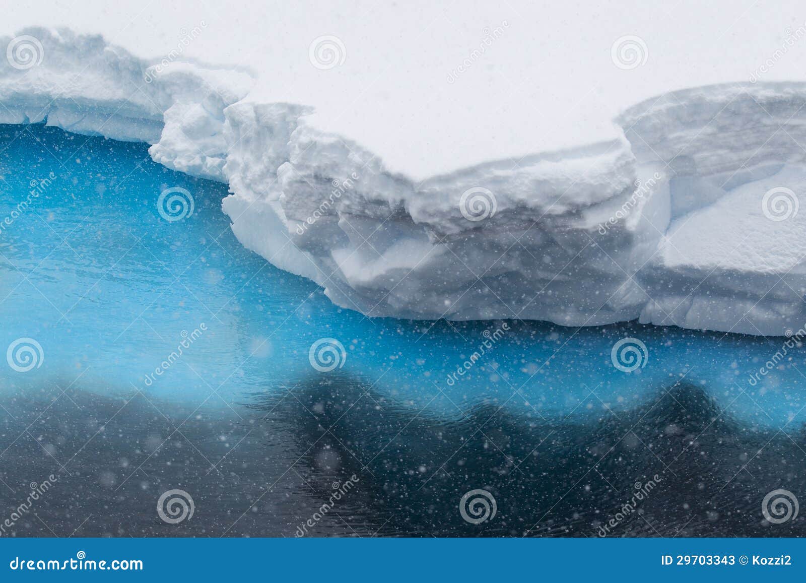 Snow Falling on Iceberg Ledge Stock Image - Image of polar, global ...