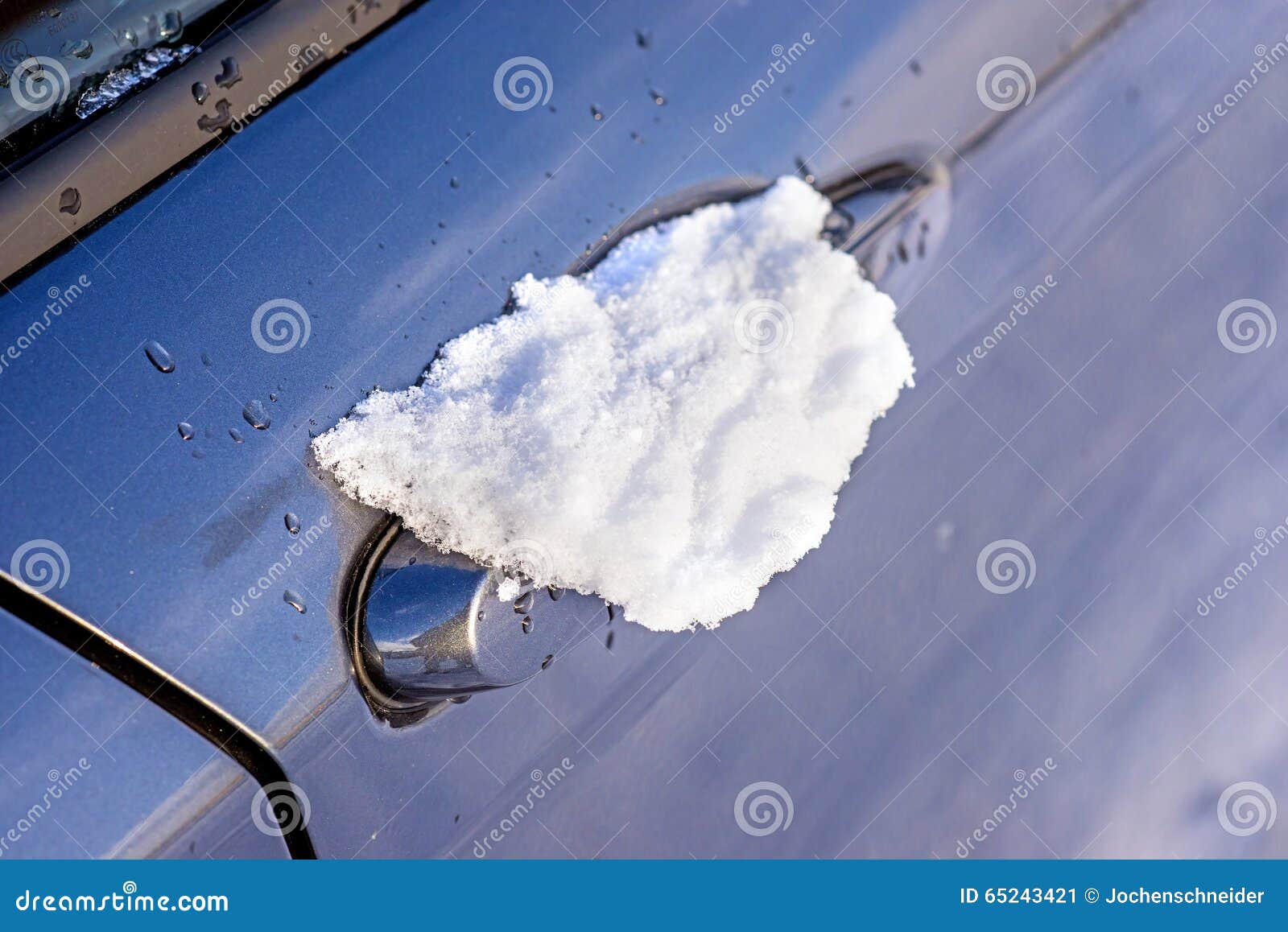 Snow on a car lock stock image. Image of season, flakes - 65243421