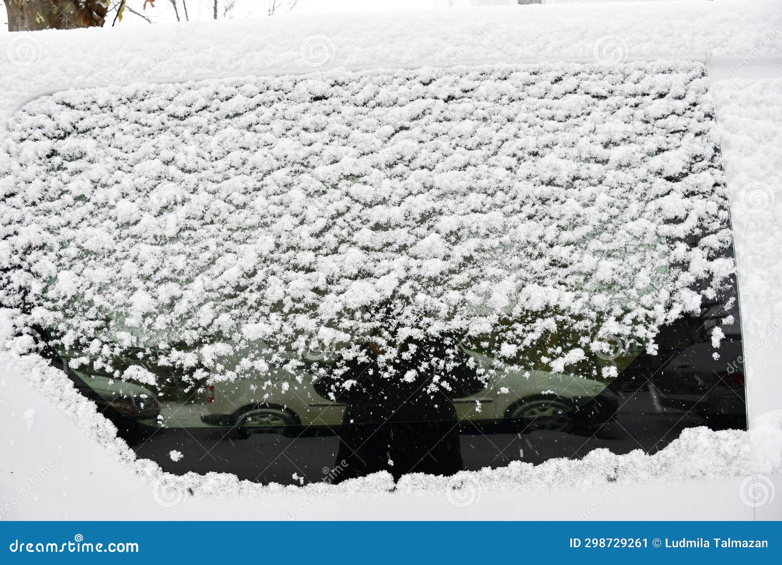 Snow on a Car Window. Winter Situation for Drivers Stock Image - Image ...