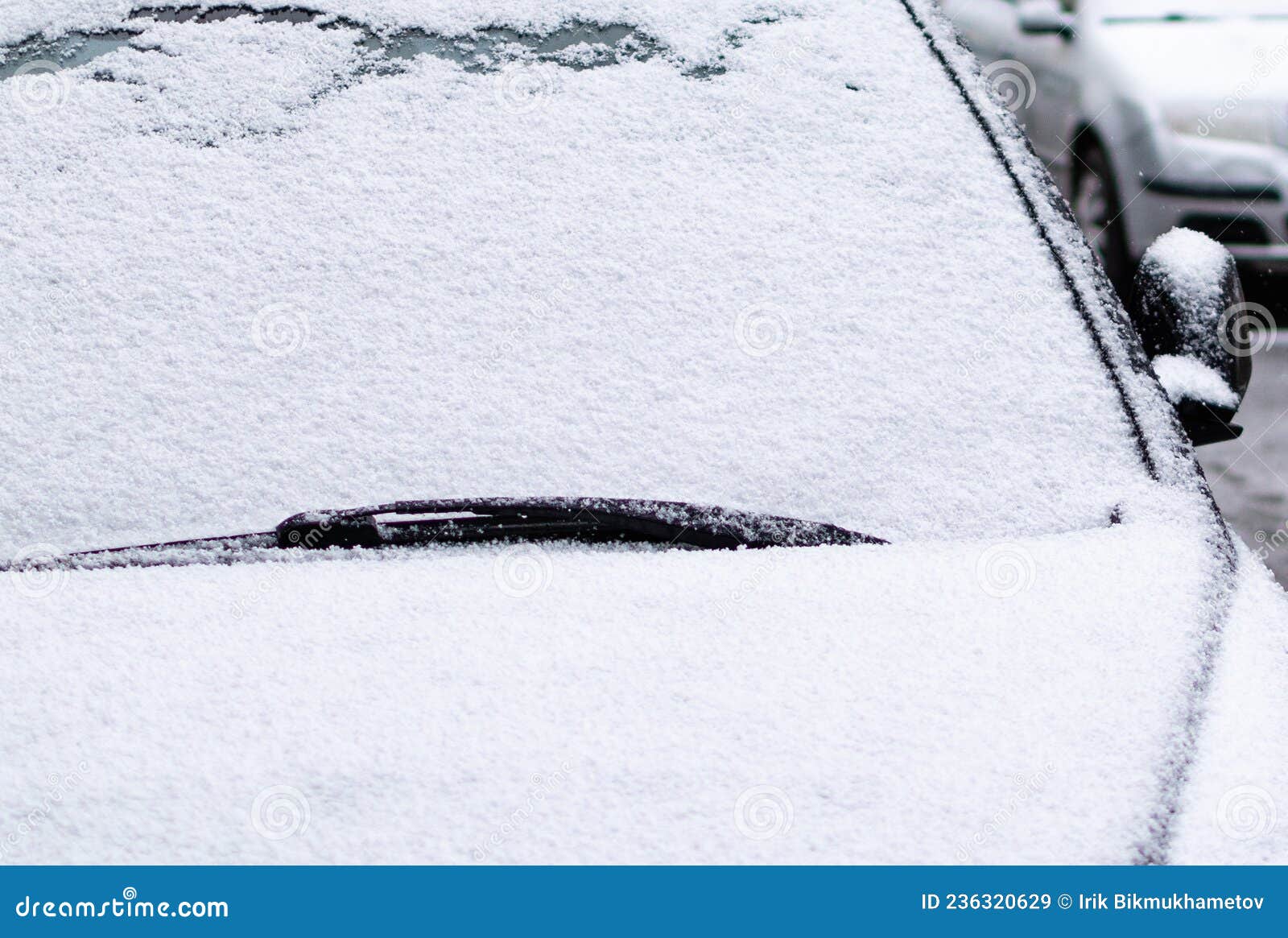 Snow on Car Windshield in Winter Time Stock Image - Image of transport ...