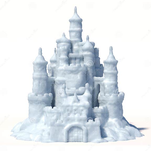 Snow Castle Isolated on White Background 3d Rendering Stock ...