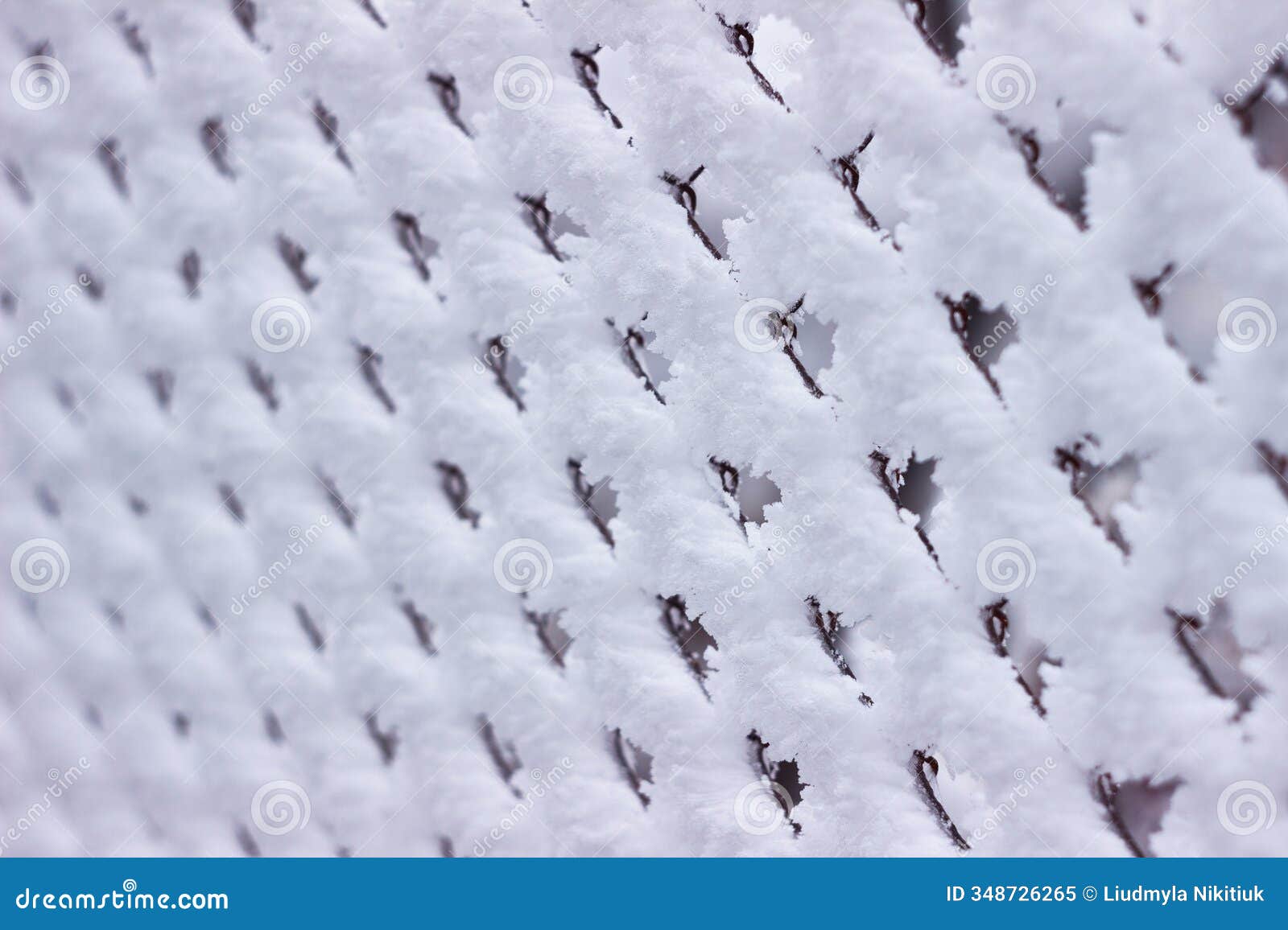 Snow on a Chain-link Fence. Winter Background. Stock Image - Image of ...