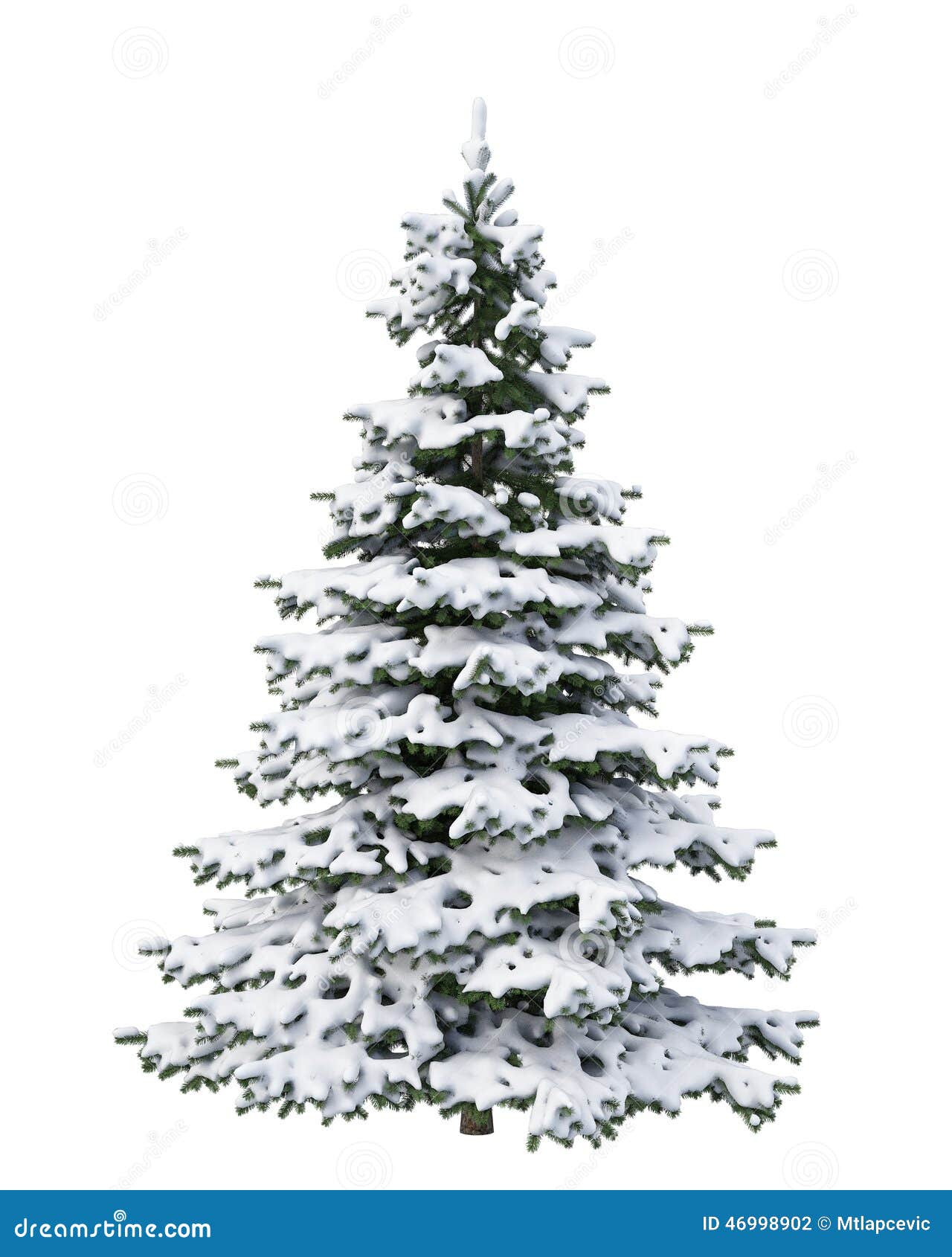 Snow Christmas Tree Isolated on White Background Stock Photo - Image of ...