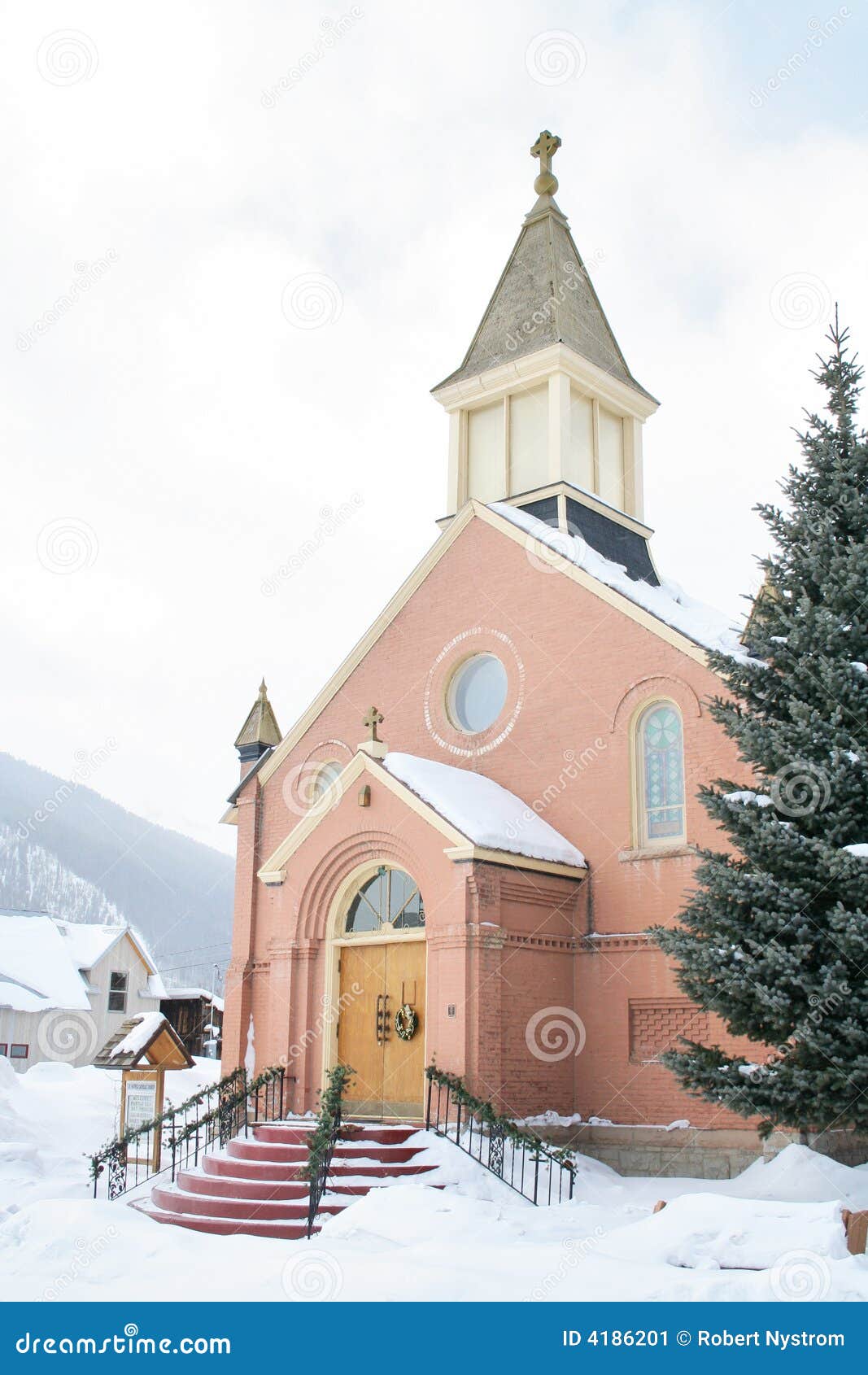 Snow church stock image. Image of tree, hope, front, winter - 4186201