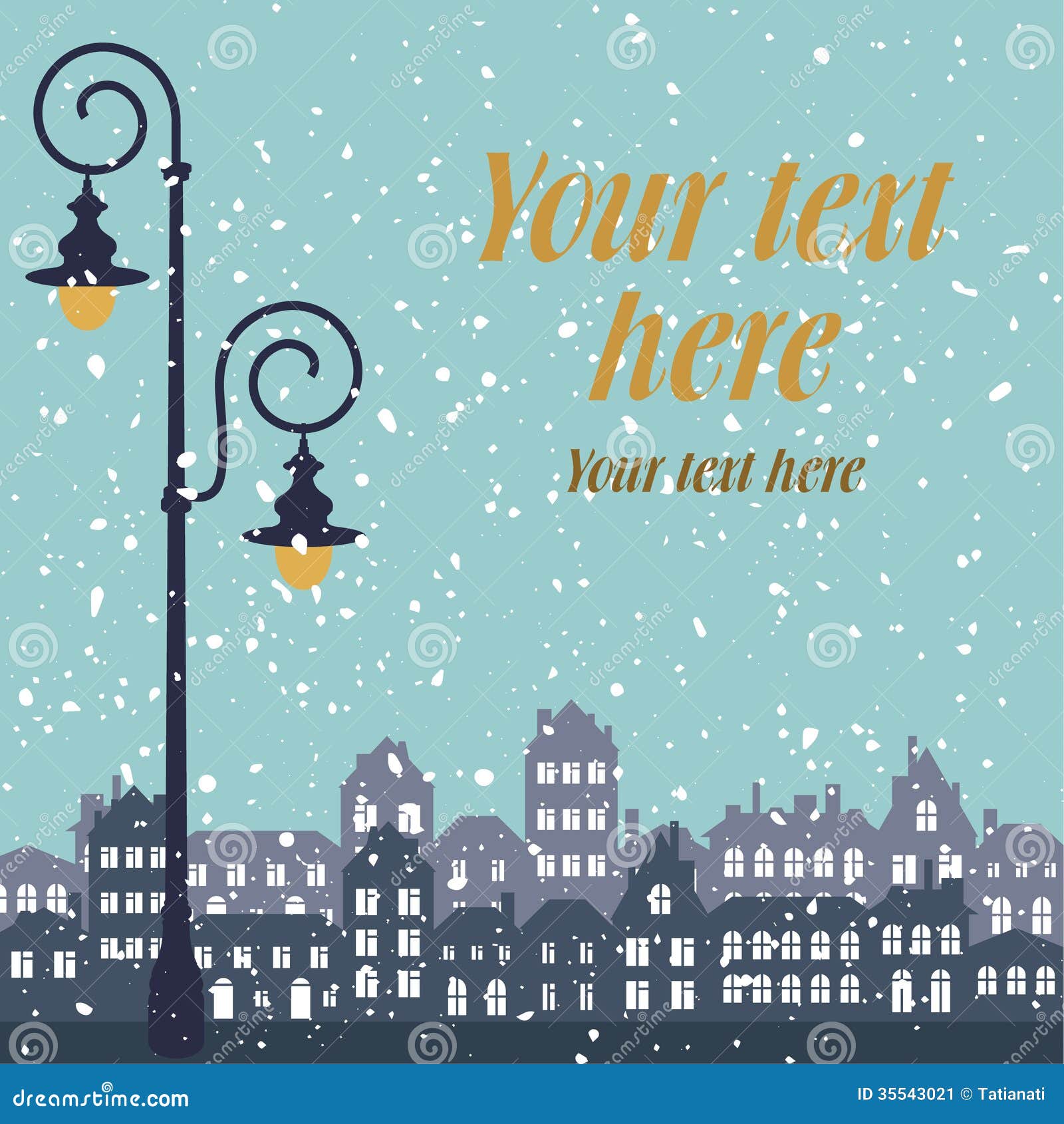 Snow city stock vector. Illustration of electric, illuminated - 35543021