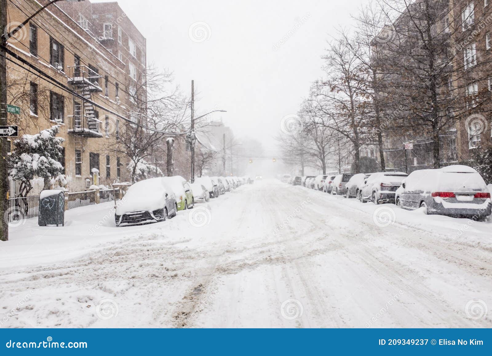Snow in the city stock image. Image of park, storm, trees - 209349237