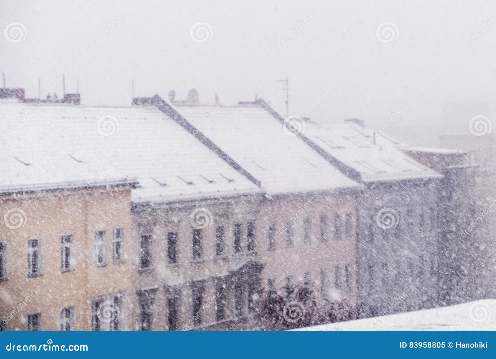 Snow Cityscape / Rooftops during Winter Snowing Stock Image - Image of ...
