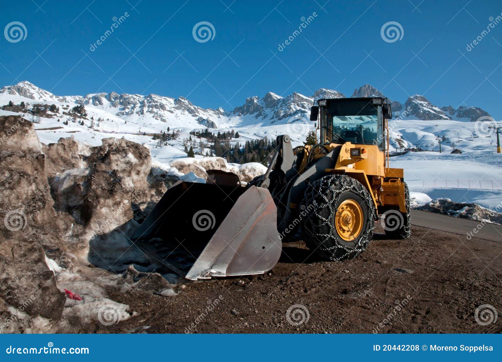 Snow Cleaner with Bulldozer Stock Photo - Image of dolomiti, heavy ...