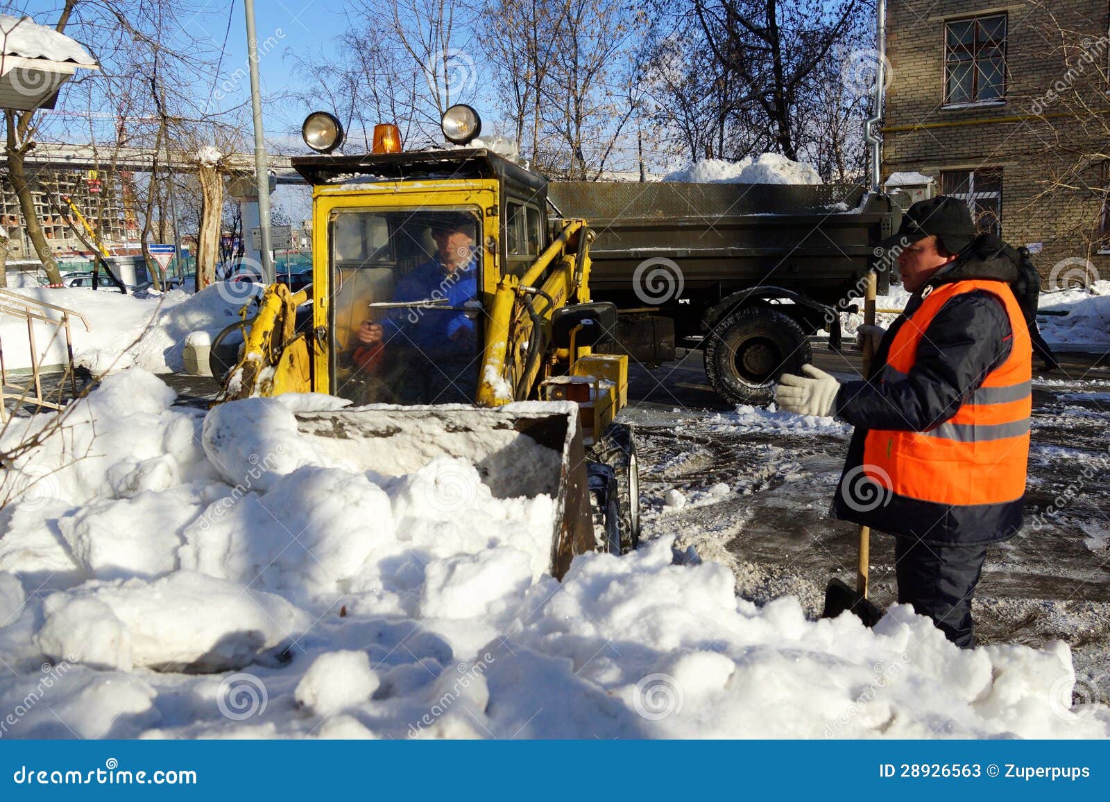 Snow cleaning editorial stock photo. Image of road, remove - 28926563