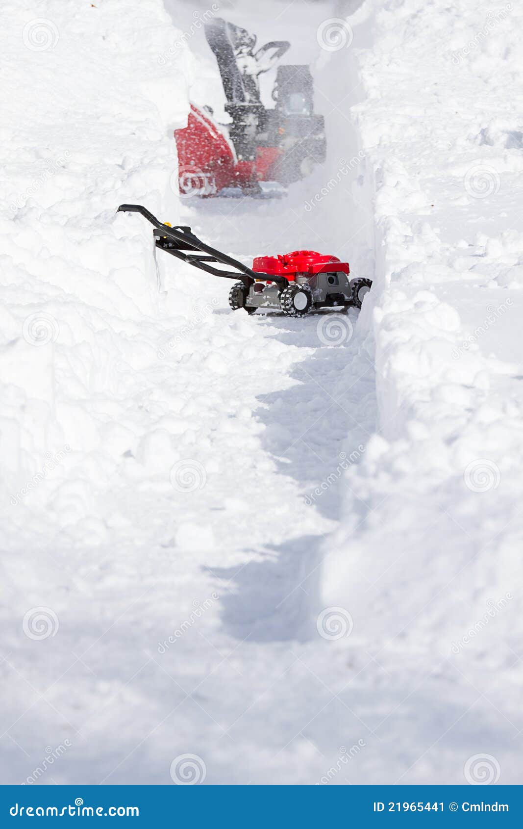 Snow Cleaning Machine Opening Way on Driveway Stock Image - Image of ...