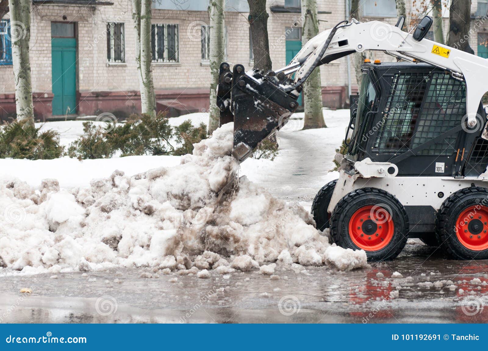 Snow Cleaning Machine on the Streets of the City Stock Image - Image of ...