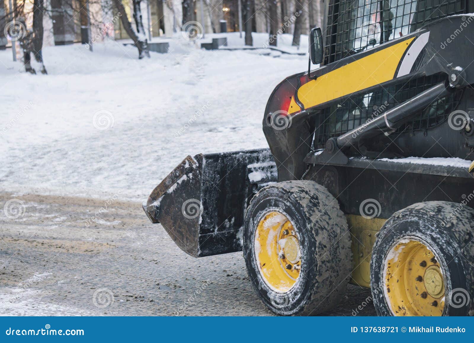 Snow Cleaning Machine Work Hard in City Streets B Stock Image - Image ...