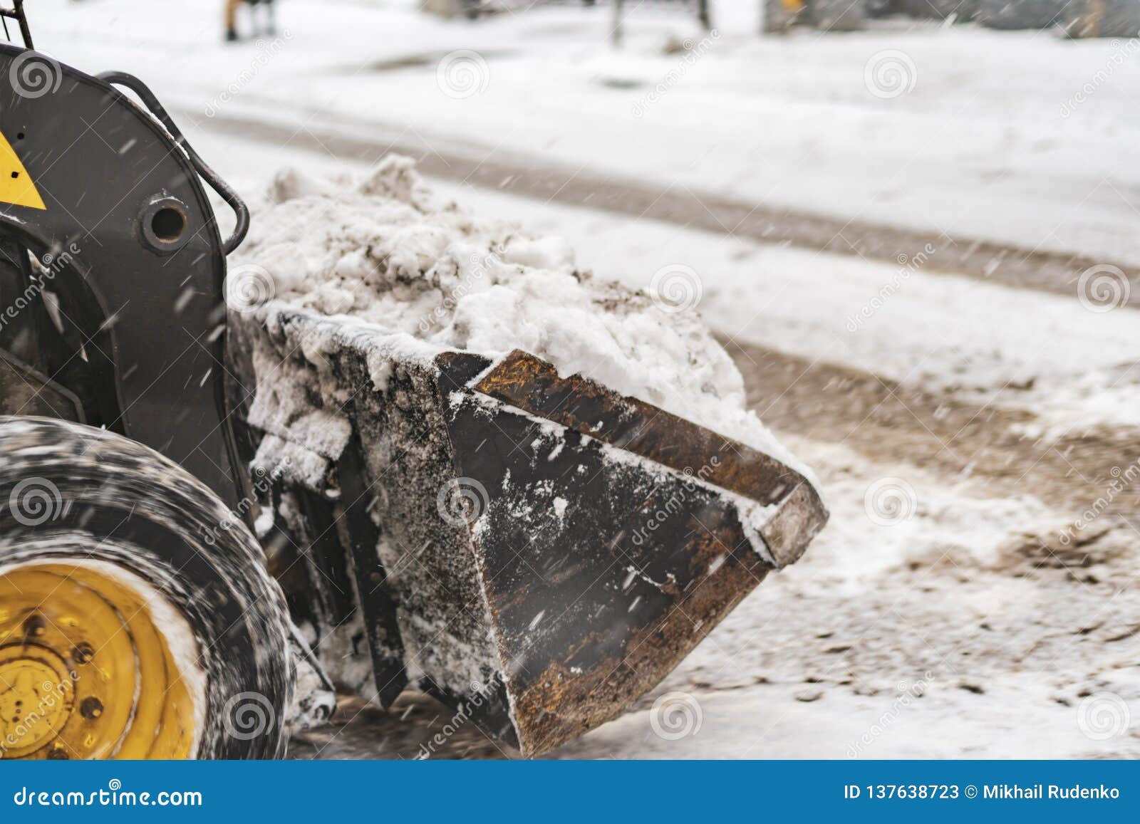 Snow Cleaning Machine Work Hard in City Streets B Stock Image - Image ...