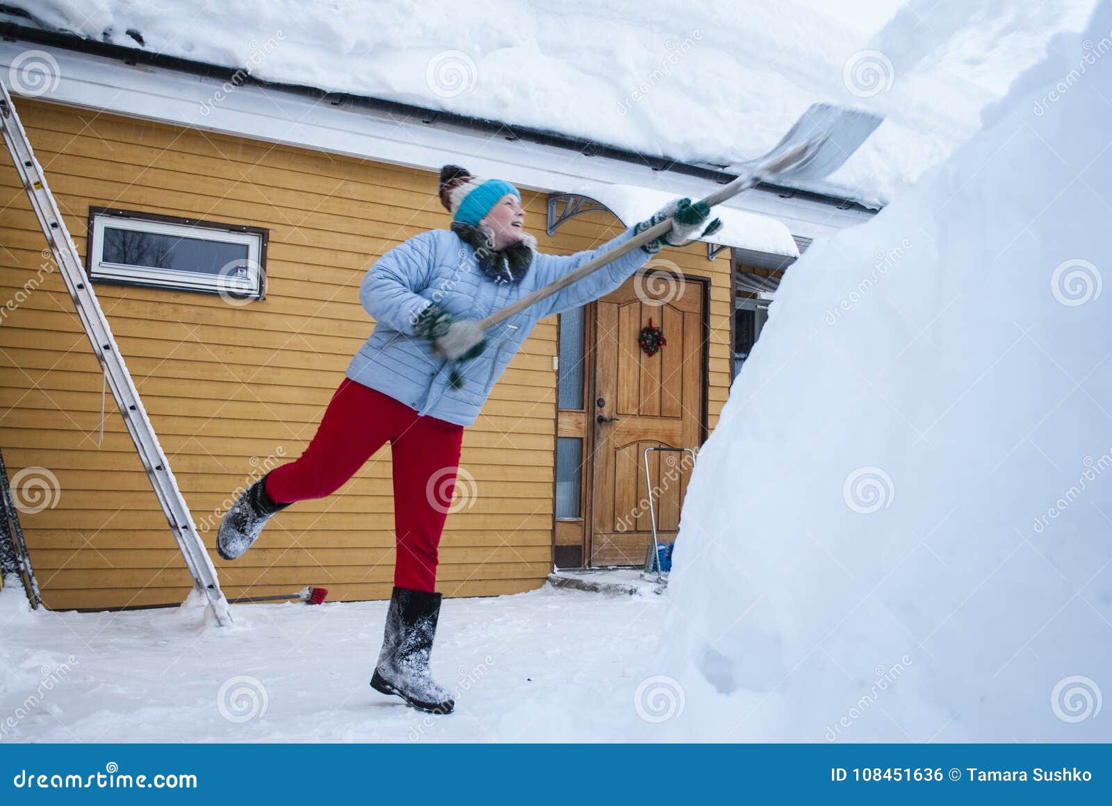Snow cleaning in sweden stock photo. Image of snow, removing - 108451636
