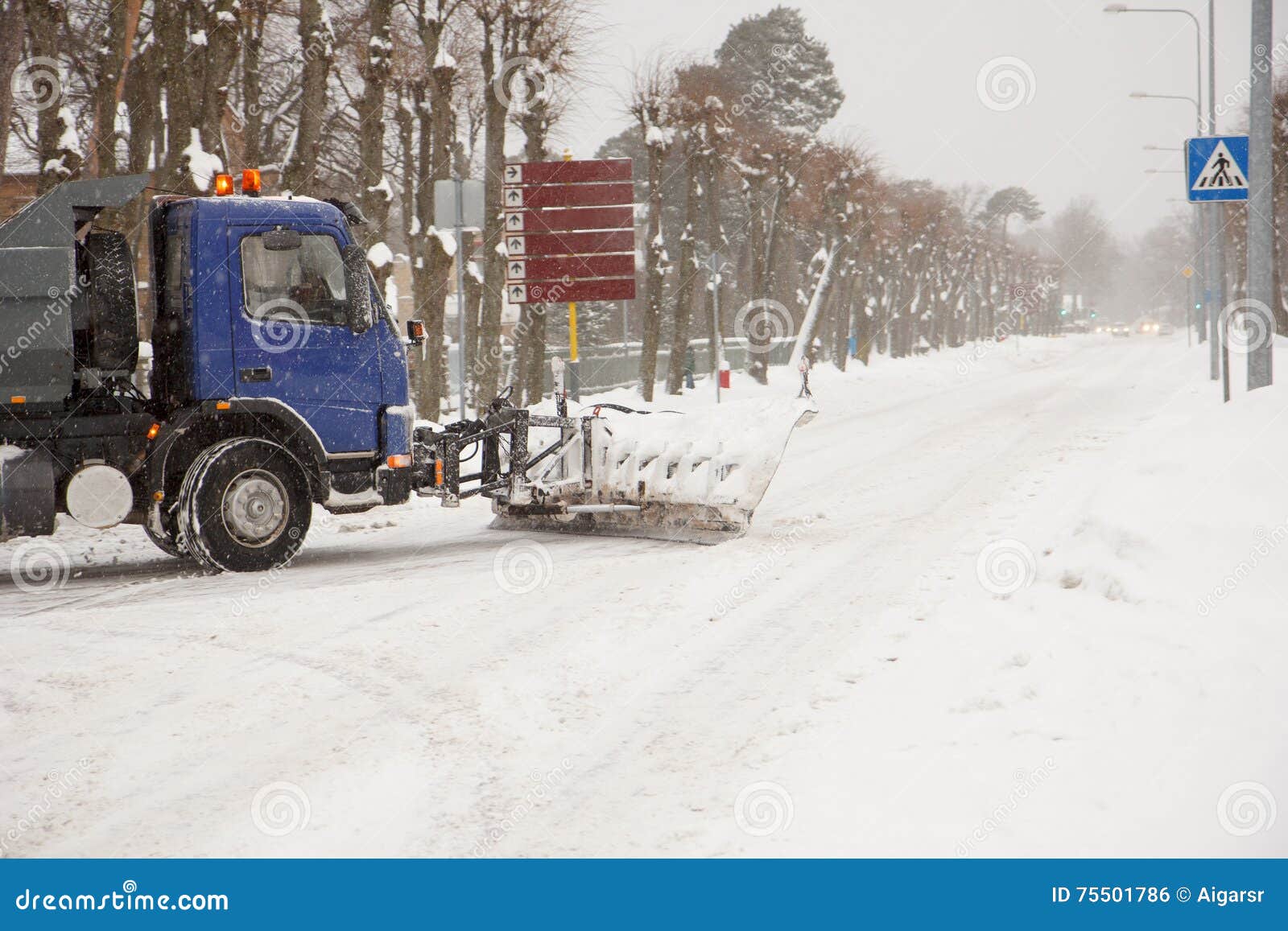 Snow cleaning truck stock photo. Image of storm, heavy - 75501786