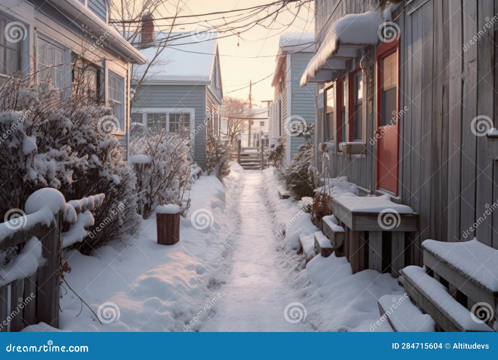 Snow-cleared Pathway Leading To a House Door Stock Photo - Image of ...
