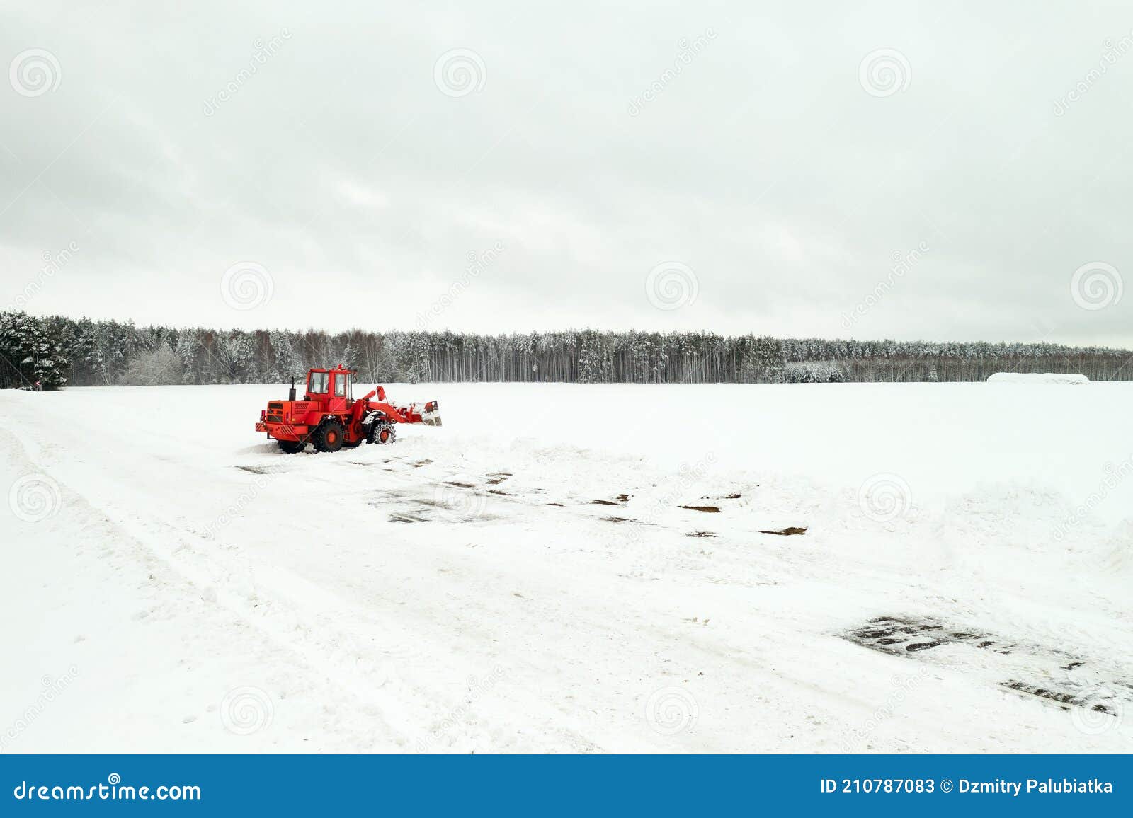 Snow Clearing. Tractor Clears the Way after Heavy Snowfall Stock Image ...