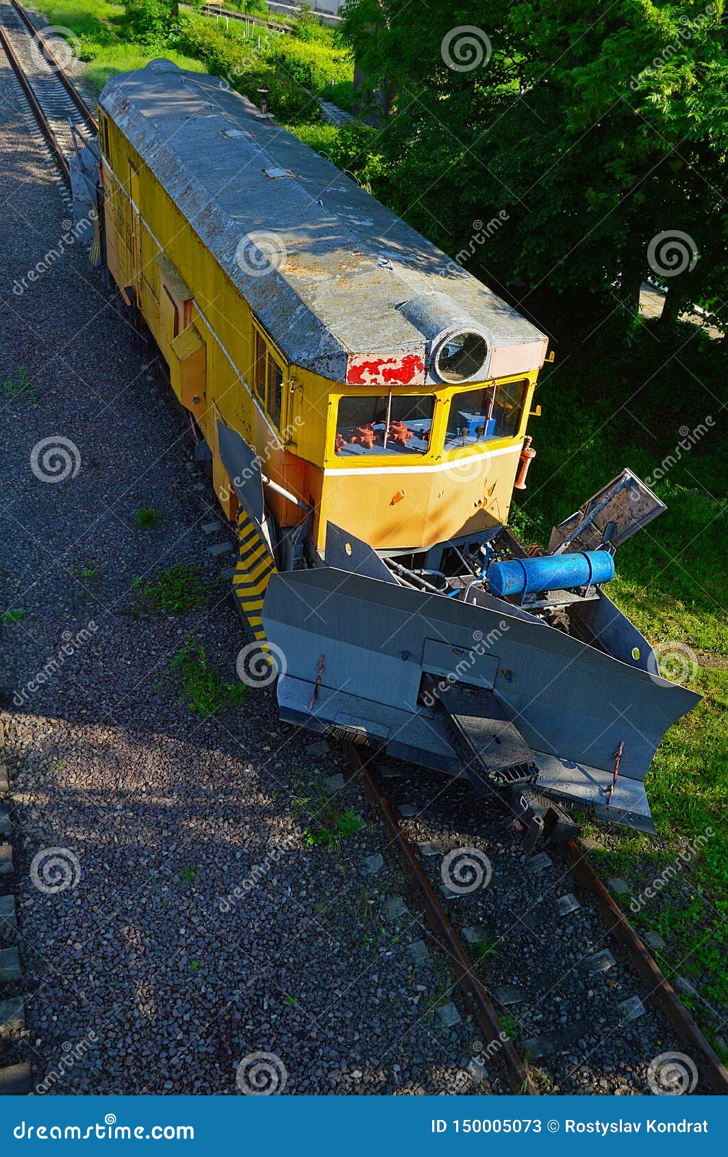 Snow-clearing train stock image. Image of glass, sleeper - 150005073