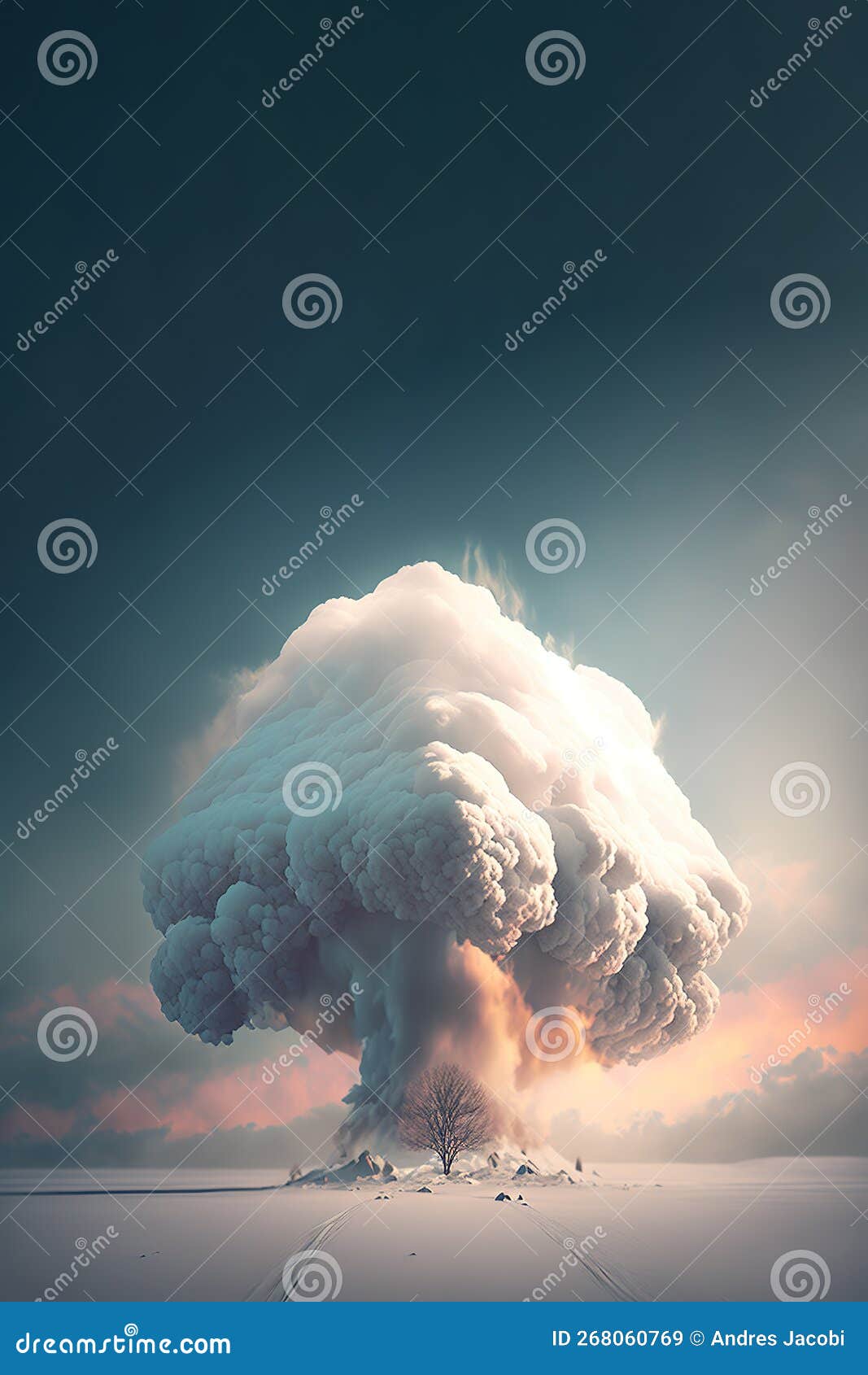 Snow Cloud Explosion because of Nuclear Bomb Detonation. Stock ...