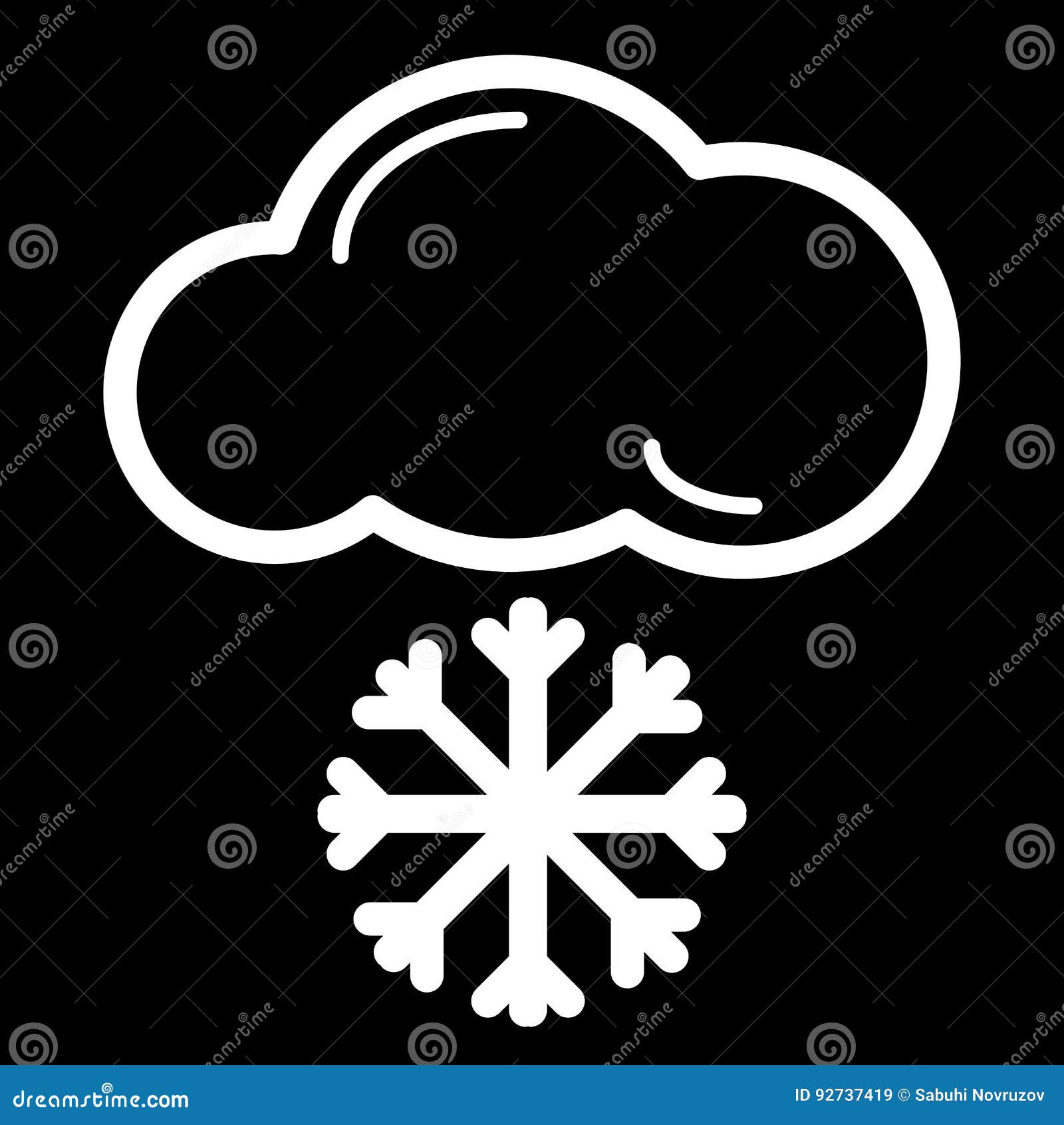 Snow Cloud Meteo Icon. Vector Isolated on Black Stock Vector ...