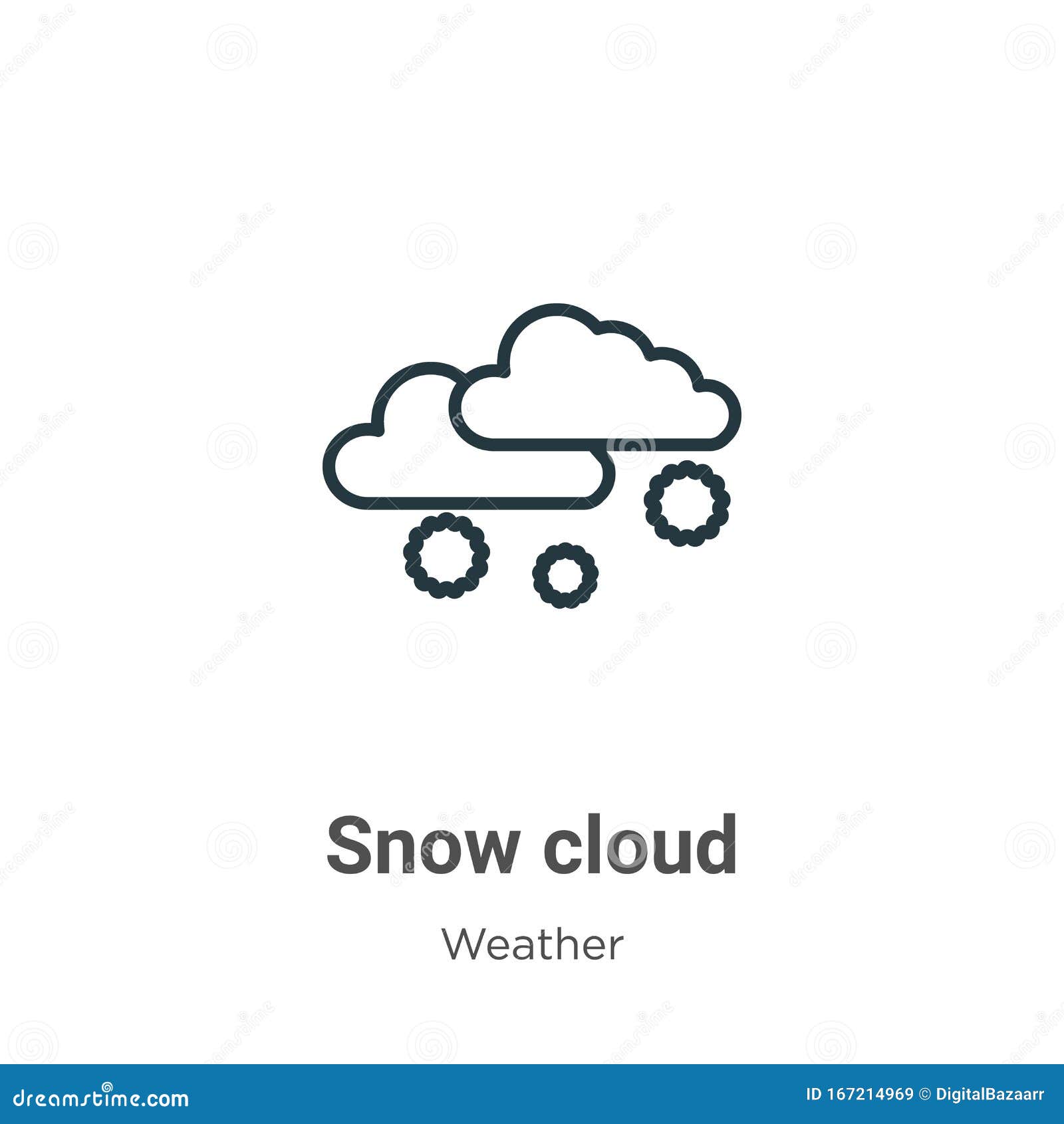 Snow Cloud Outline Vector Icon. Thin Line Black Snow Cloud Icon, Flat ...