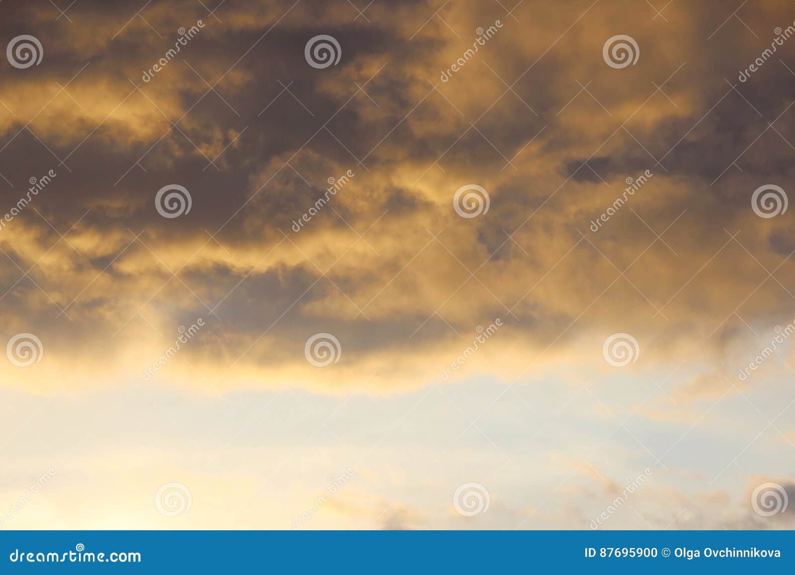 Snow Cloud Painted in Gold Color of the Setting of the Spring Sun Stock ...