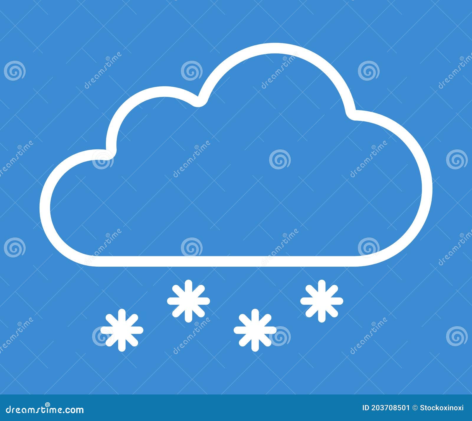 Snow Cloud Weather Symbol Line Art Icon Stock Vector - Illustration of ...