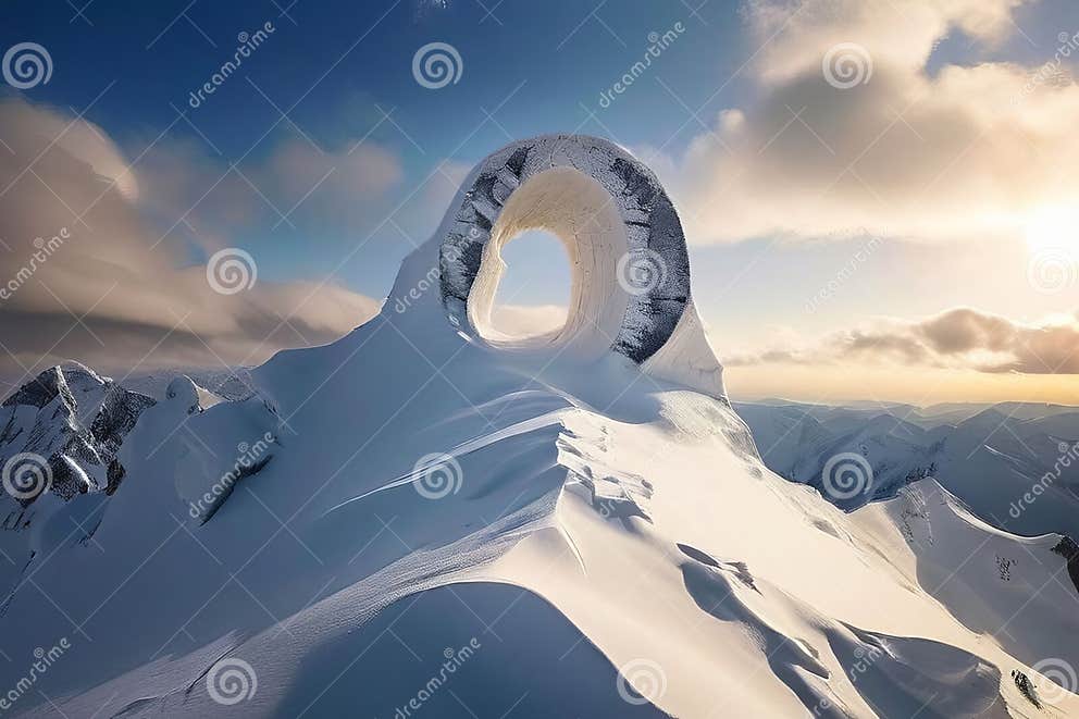 Snow Cornice on a Mountain Ridge Shaped Like the Number Stock ...