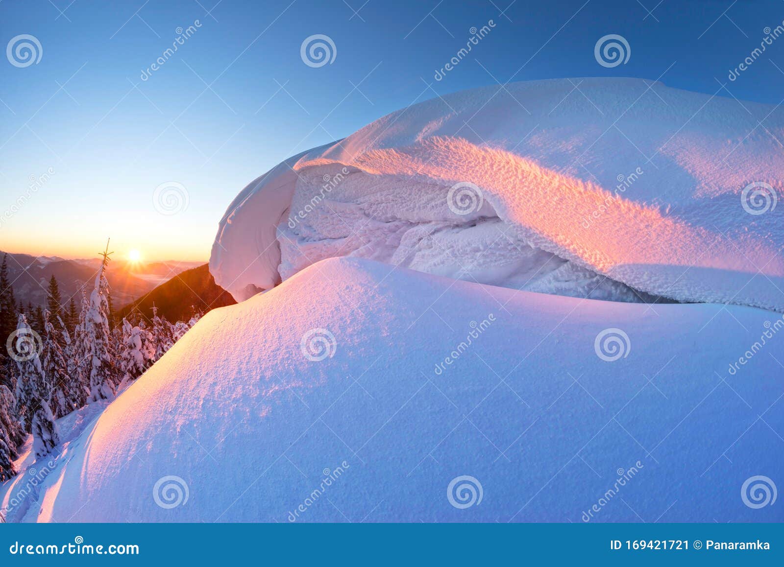 The Snow Cornice at the Top Stock Image - Image of cornice, background ...