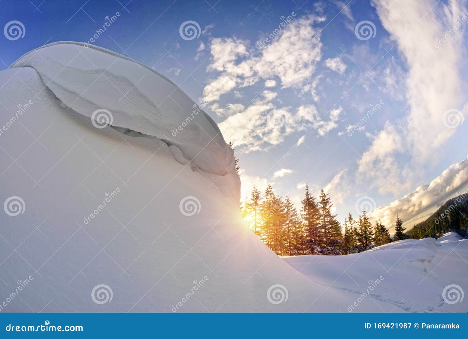 The Snow Cornice at the Top Stock Image - Image of extreme, alpine ...