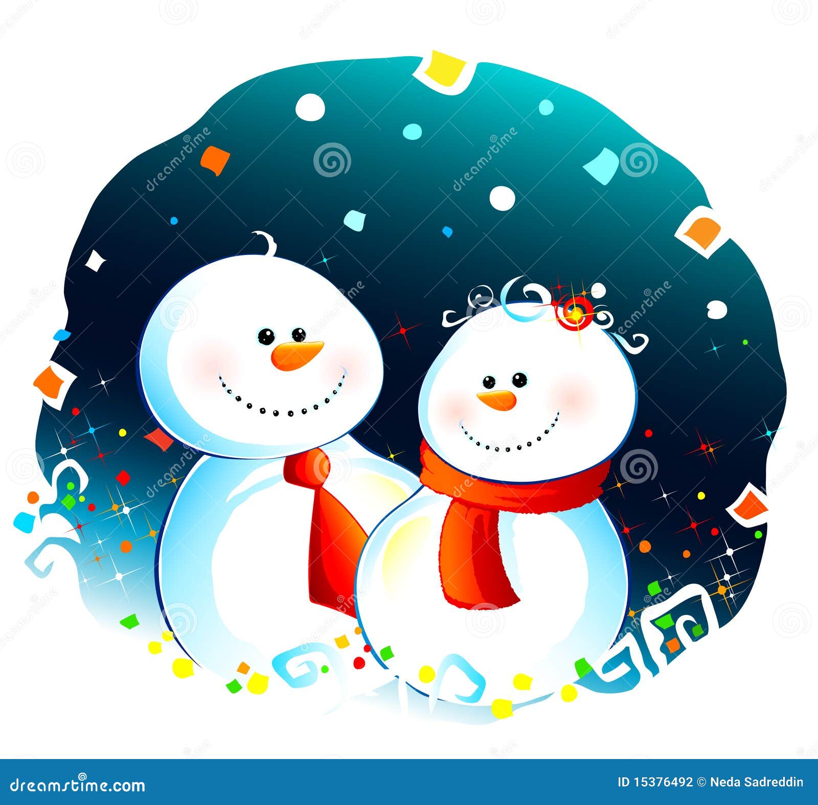 Snow Couple stock vector. Illustration of male, happy - 15376492