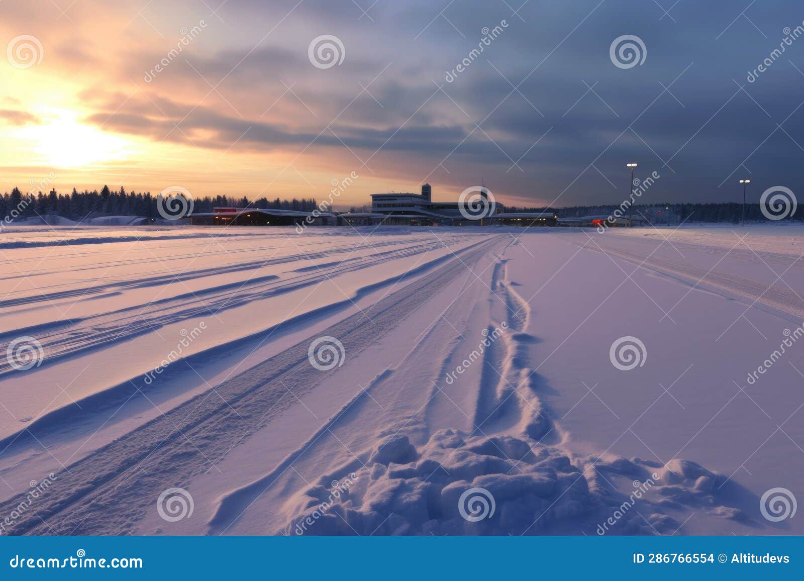 Snow-covered Airport Runway in Winter Stock Photo - Image of generative ...