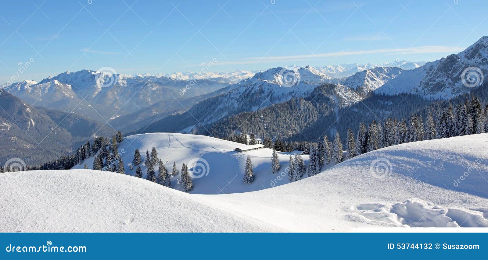 Snow Covered Alpine Winter Landscape Bavaria Stock Photo - Image of ...