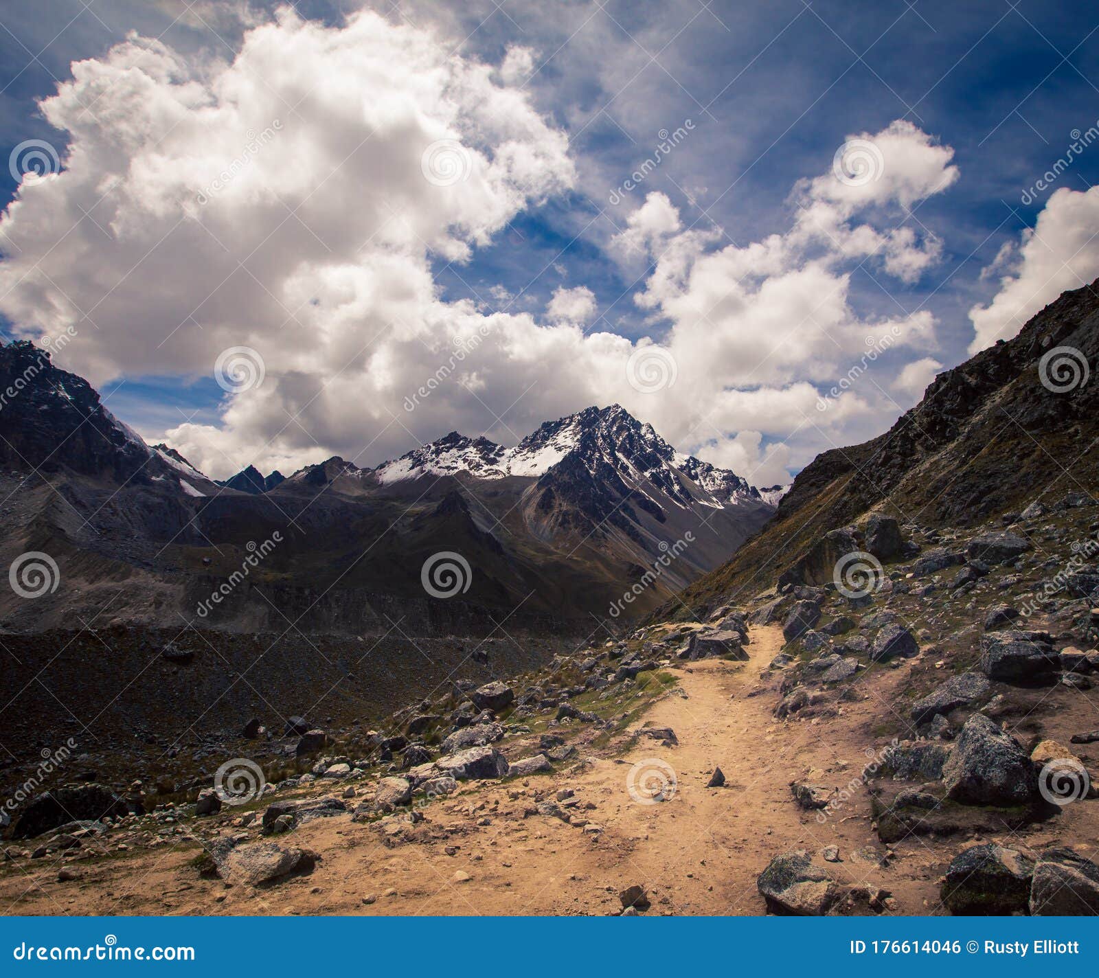 Snow Covered Andes Mountain in Peru Stock Photo - Image of rock, blue ...