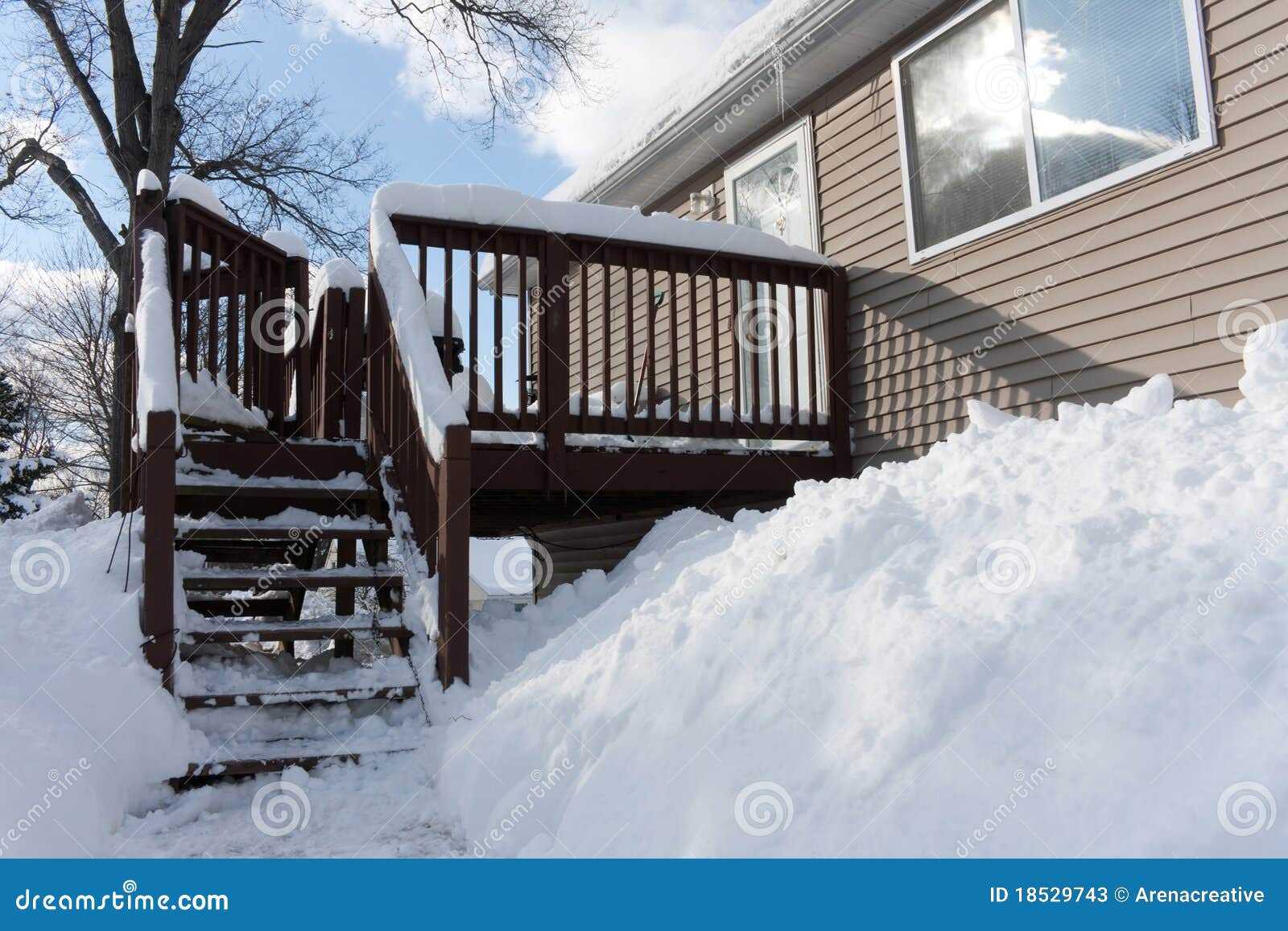 Snow Covered Backyard stock image. Image of covered, season - 18529743